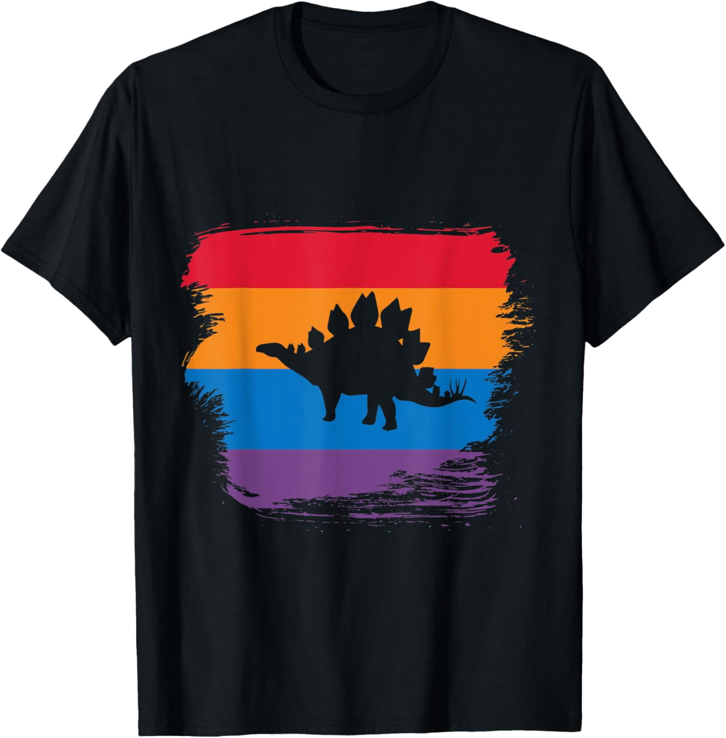 Stegosaurus Shadow silhouette with colorful Flag T-Shirt men and women ...