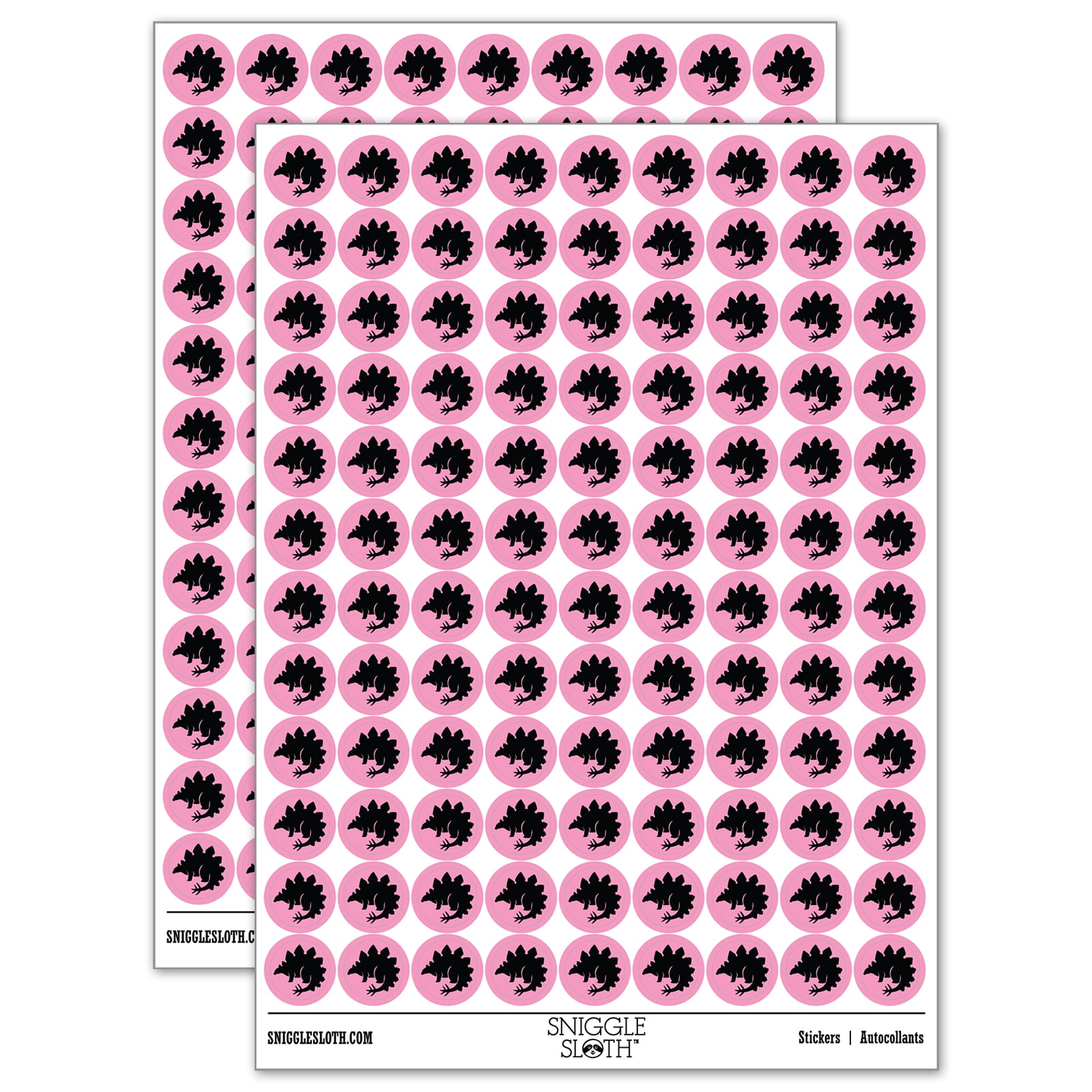 Stegosaurus the Spikey Dinosaur Round Sticker Set - Light Pink - Matte ...