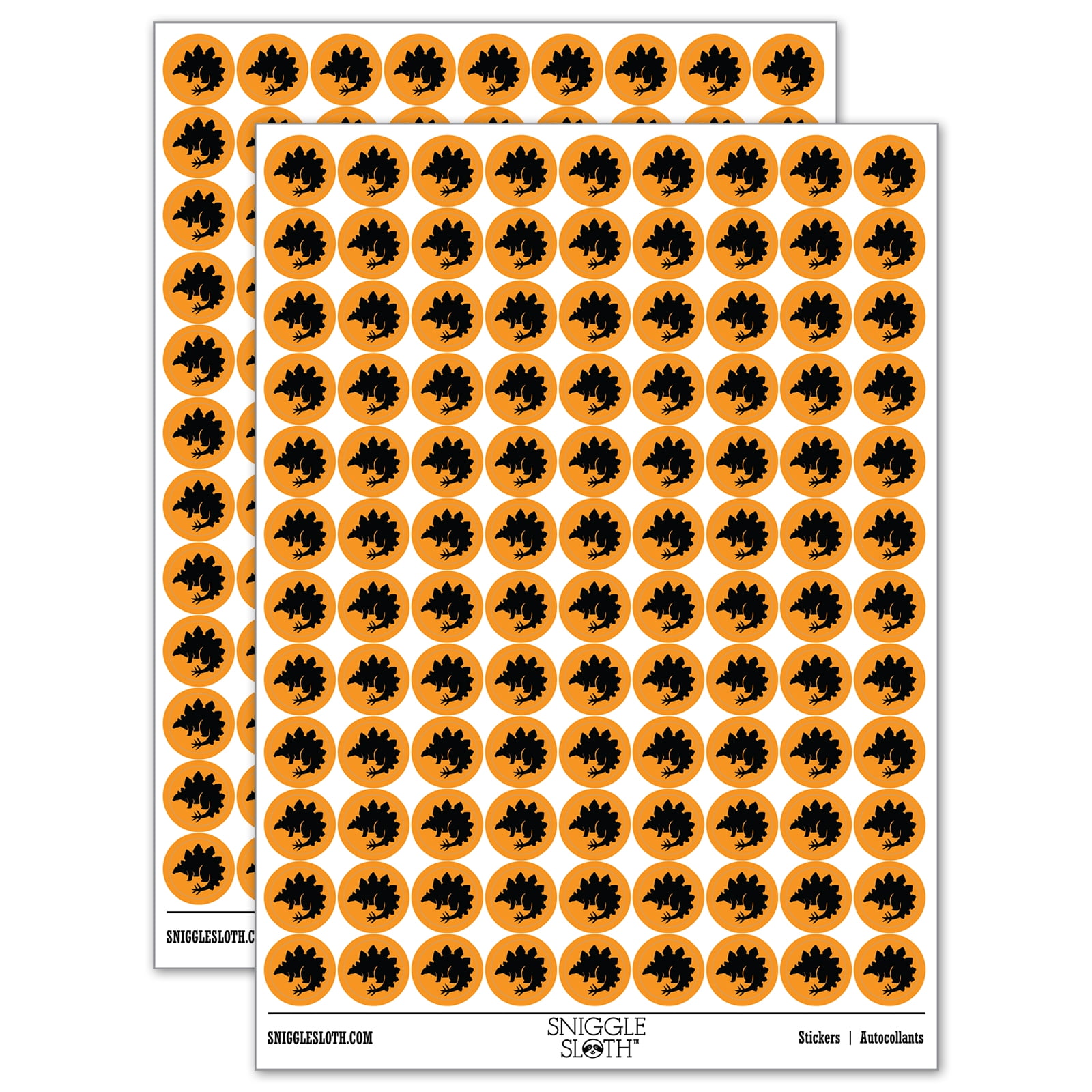 Stegosaurus the Spikey Dinosaur Round Sticker Set - Orange - Matte ...