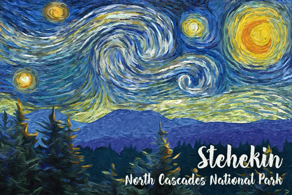 Stehekin, North Cascades National Park, Washington, Starry Night (16x24 Giclee Gallery Art Print ...