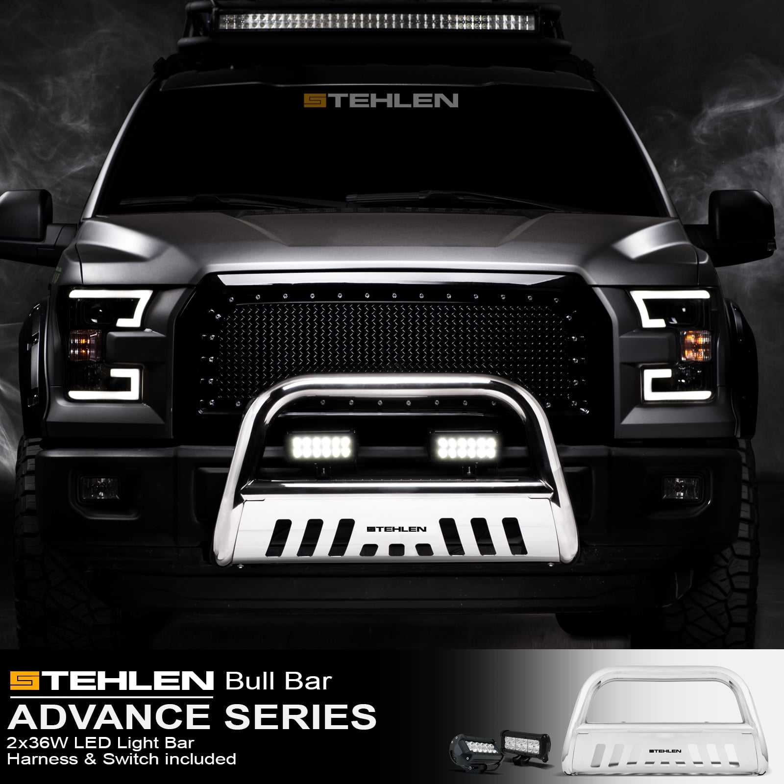 Stehlen 714937184589 3" Classic Series Bull Bar ( Polished Stainless ...