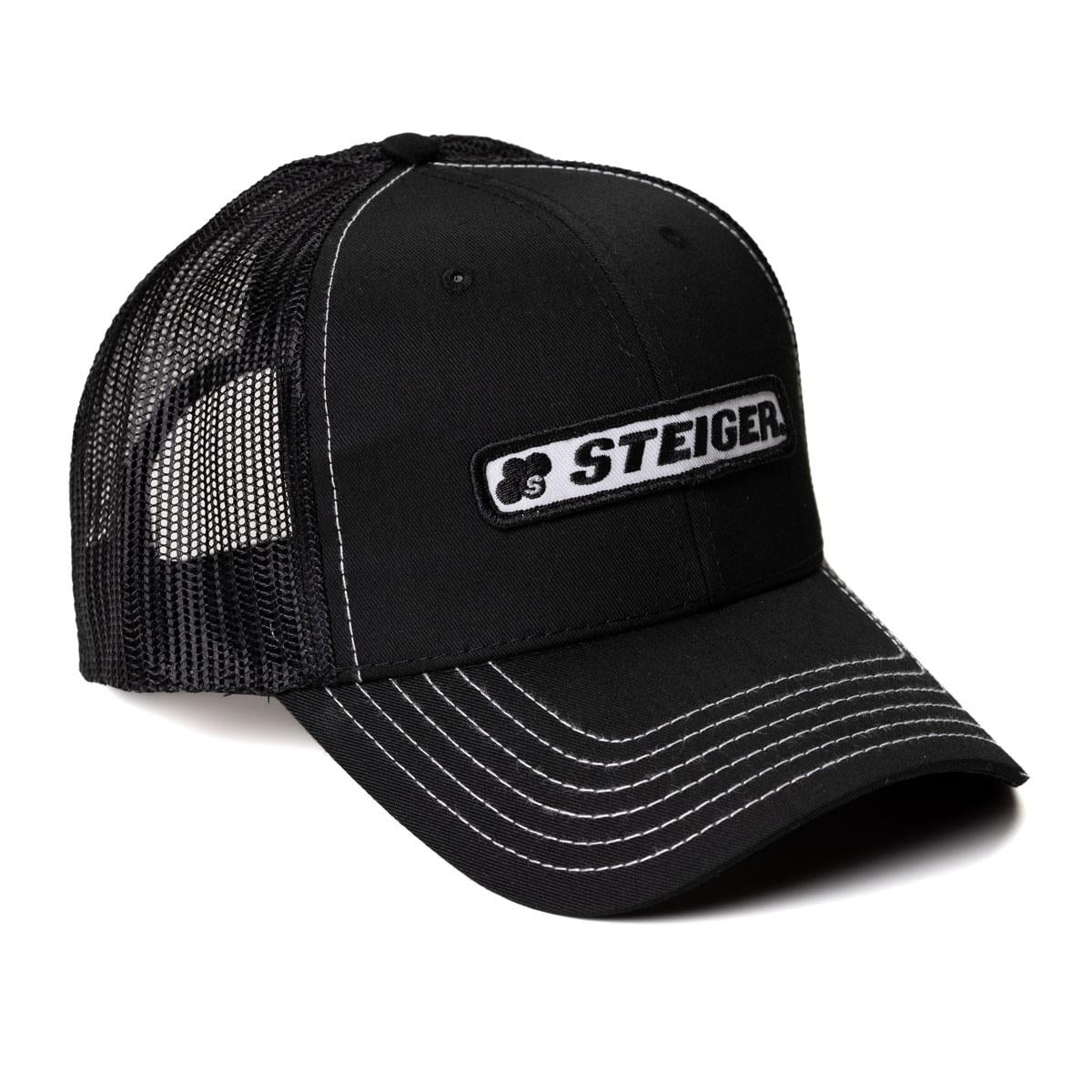 Steiger Stitched Logo Black with White Stitching Mesh Back Hat ST66 ...