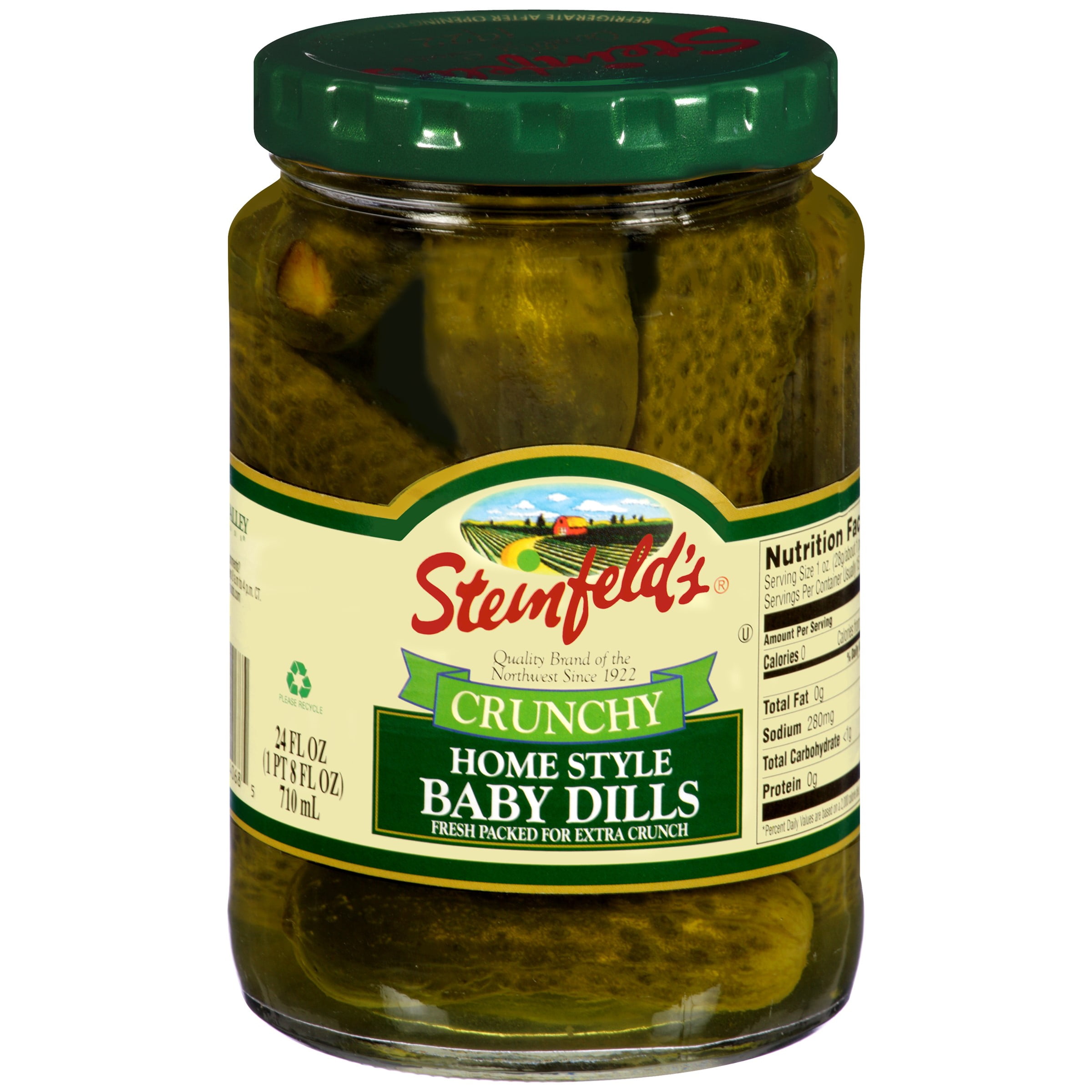 Steinfeld's Dairy-Free Whole Baby Dill Pickles, Gluten-Free, Mild, 24 ...