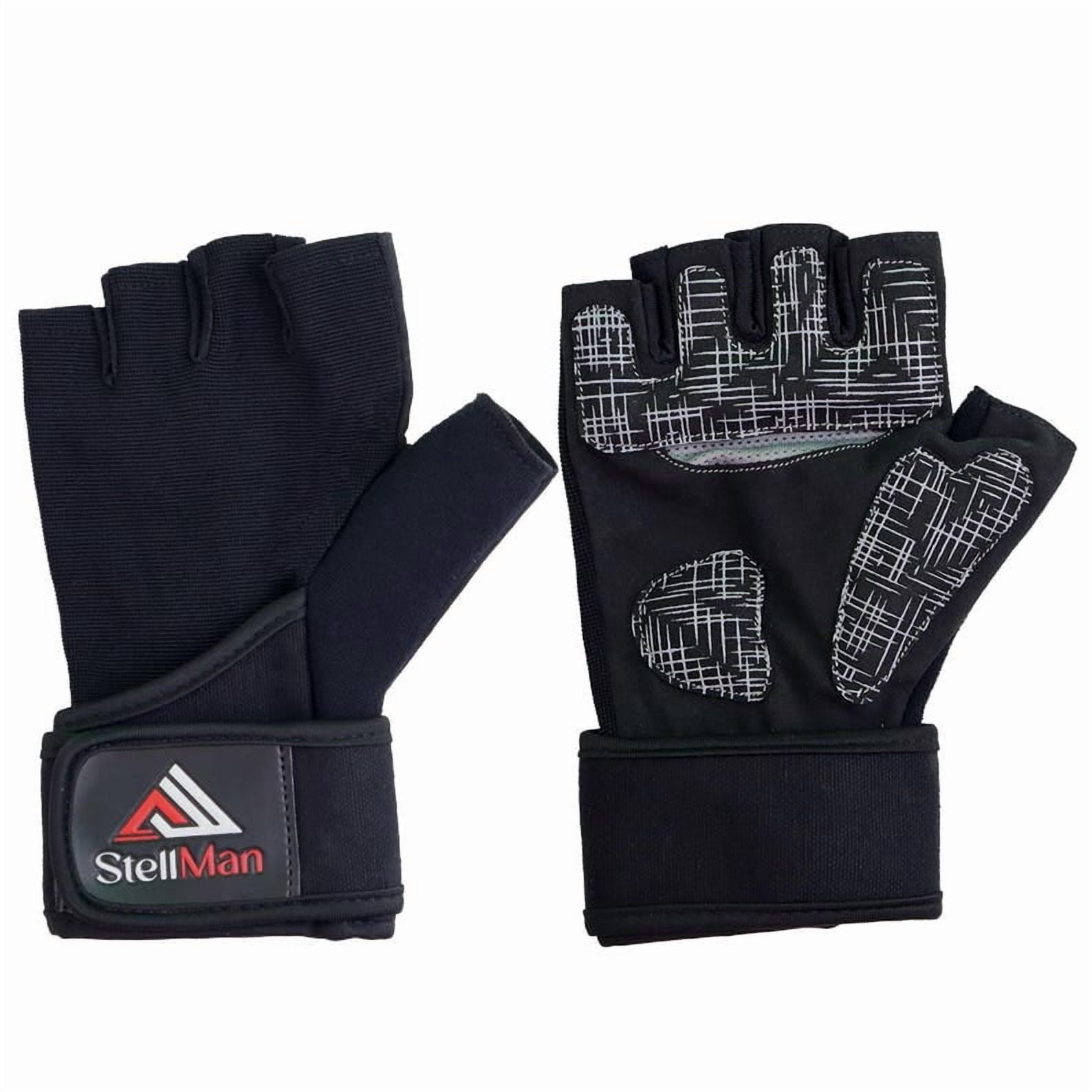 StellMan Black Workout Gloves with Enhanced Grip Padding – Adjustable ...