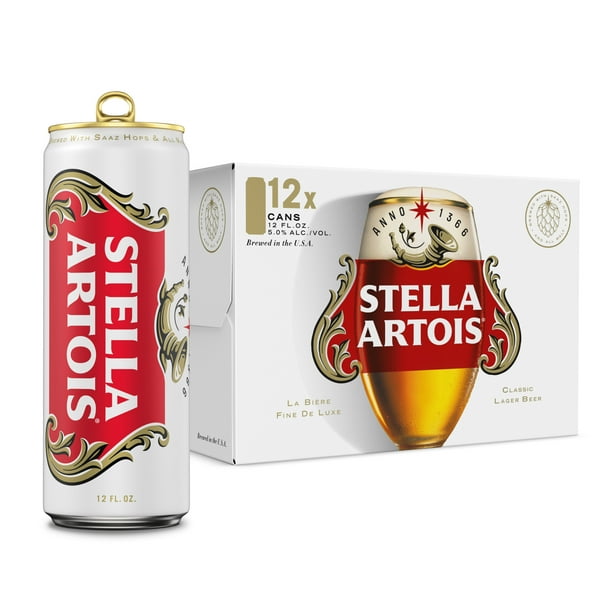 Stella Artois Classic Lager Beer 12 Pack 12 fl oz Aluminum Cans 5% ABV ...