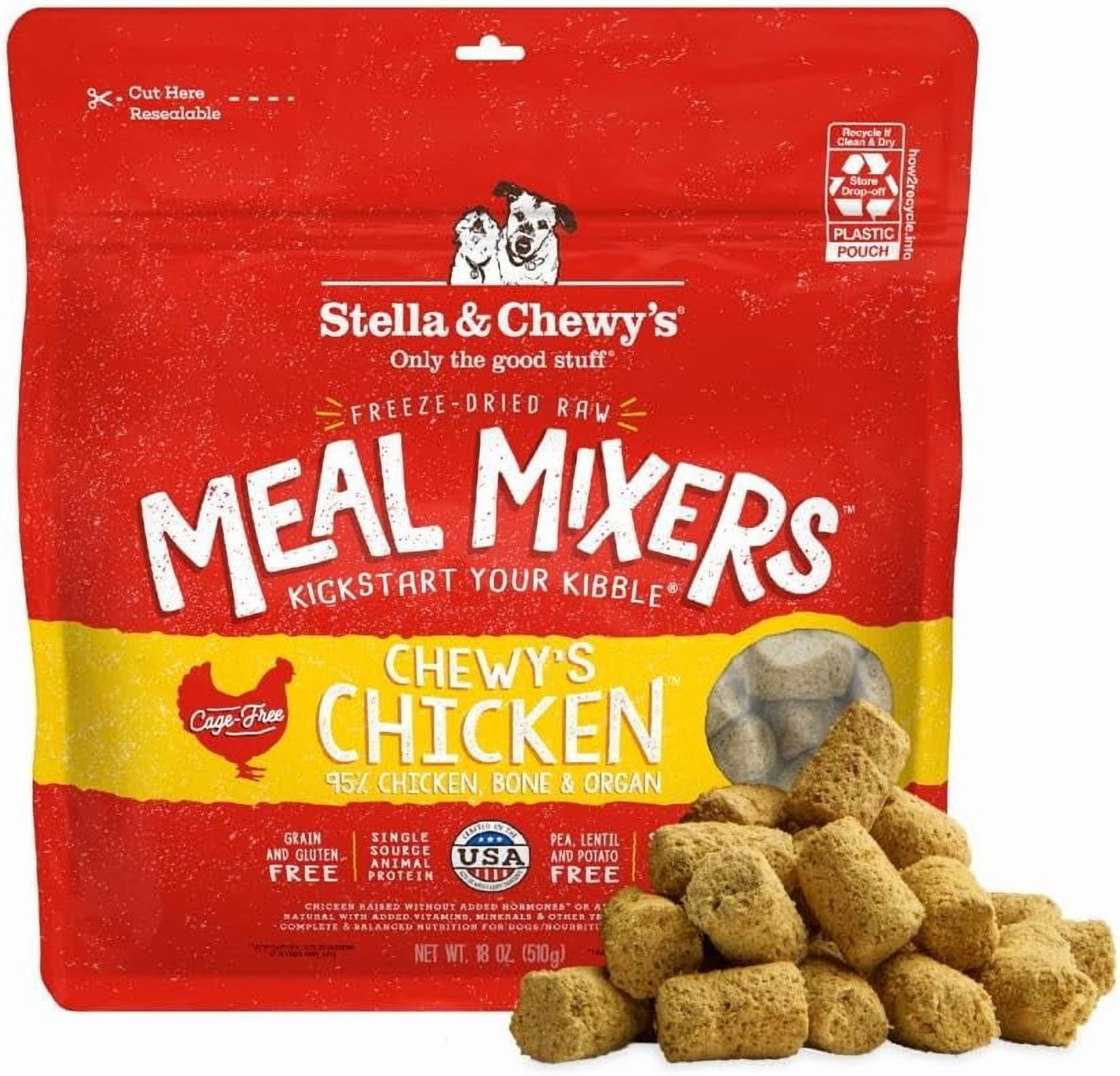 Stella & Chewy's Meal Mixers Chicken, Grain-Free Freeze-Dried Raw Dog ...