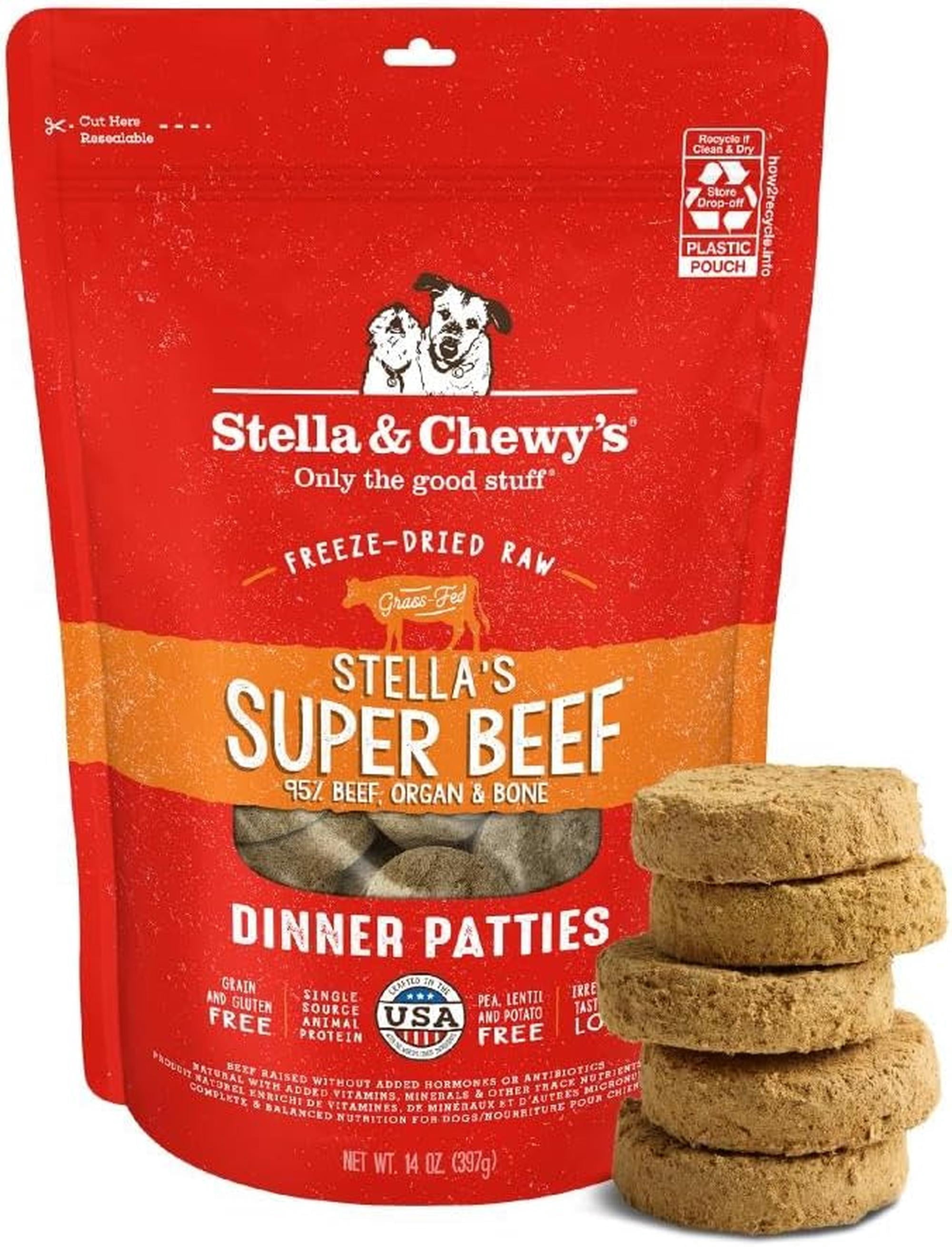 Stella & Chewy's Super Beef Dinner Patties, Freeze-Dried Raw Dog Food ...