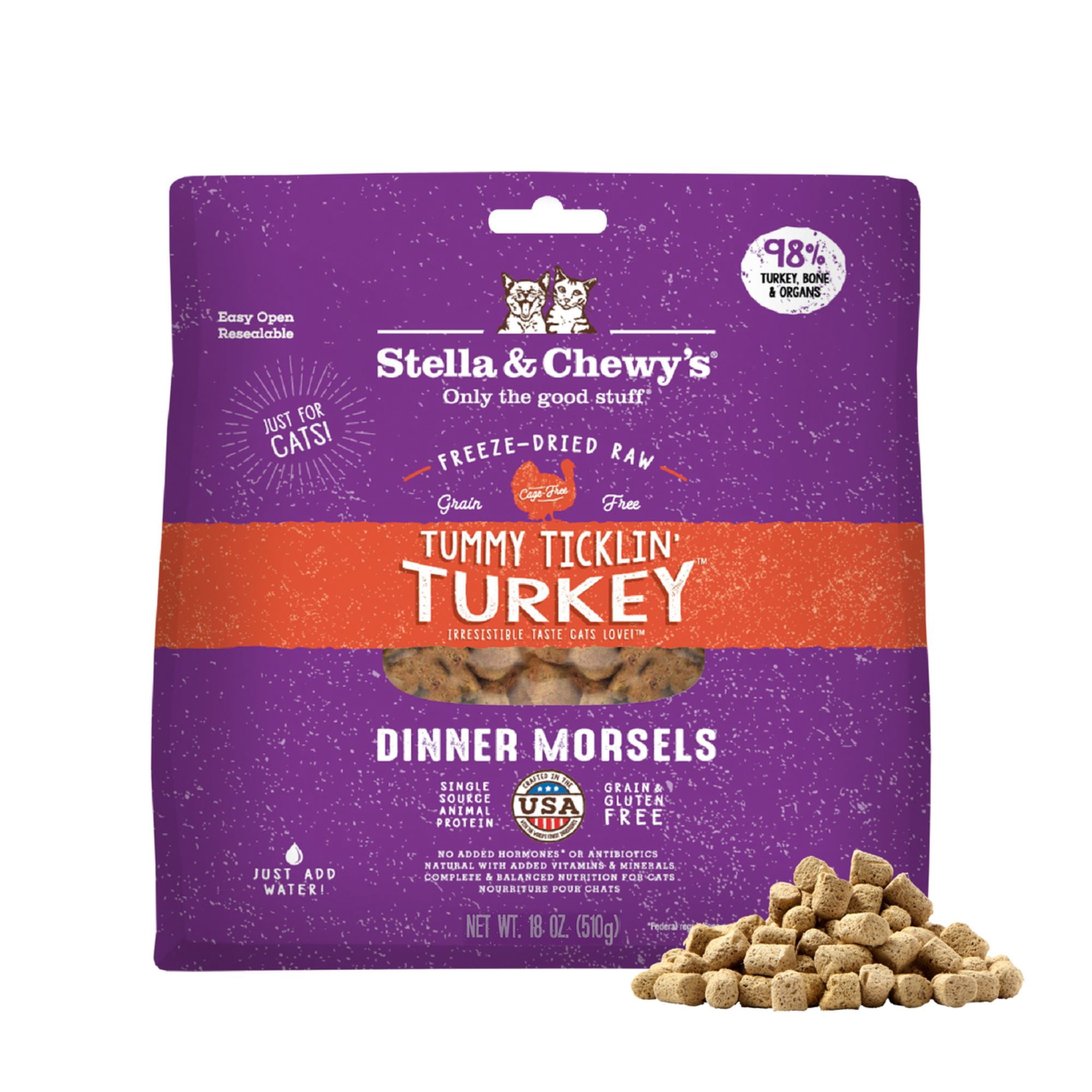 Stella & Chewy's Freeze-Dried Morsels for Cats - Tummy Ticklin' Turkey ...