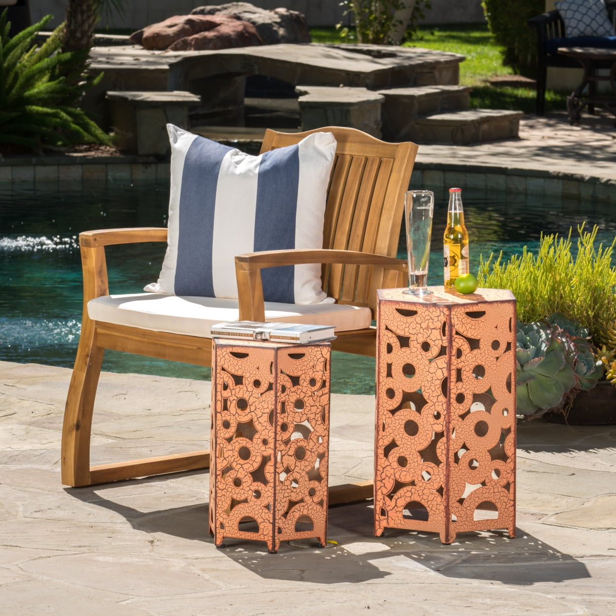Stella Iron Antique Orange Accent Tables - Walmart.com