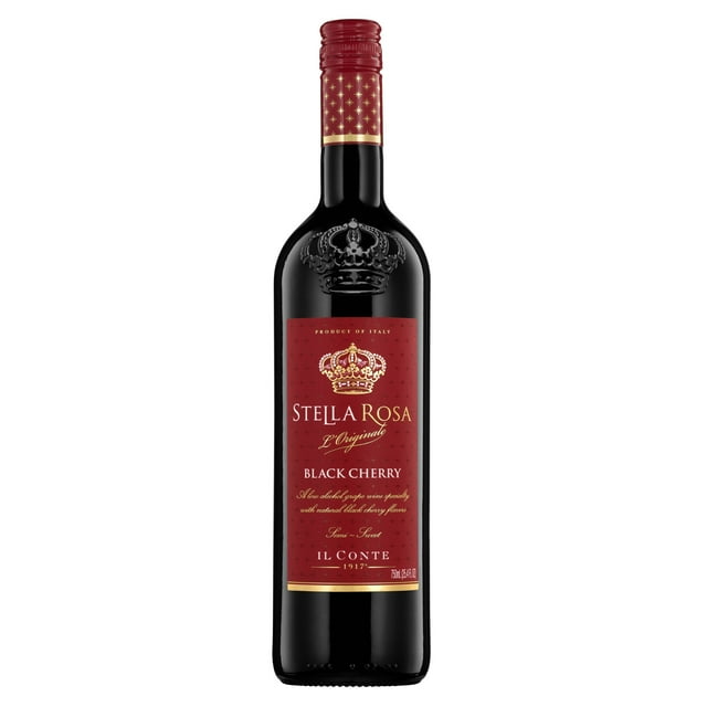 Stella Rosa Black Cherry Semi-Sweet Red Wine, 750ml Glass Bottle ...