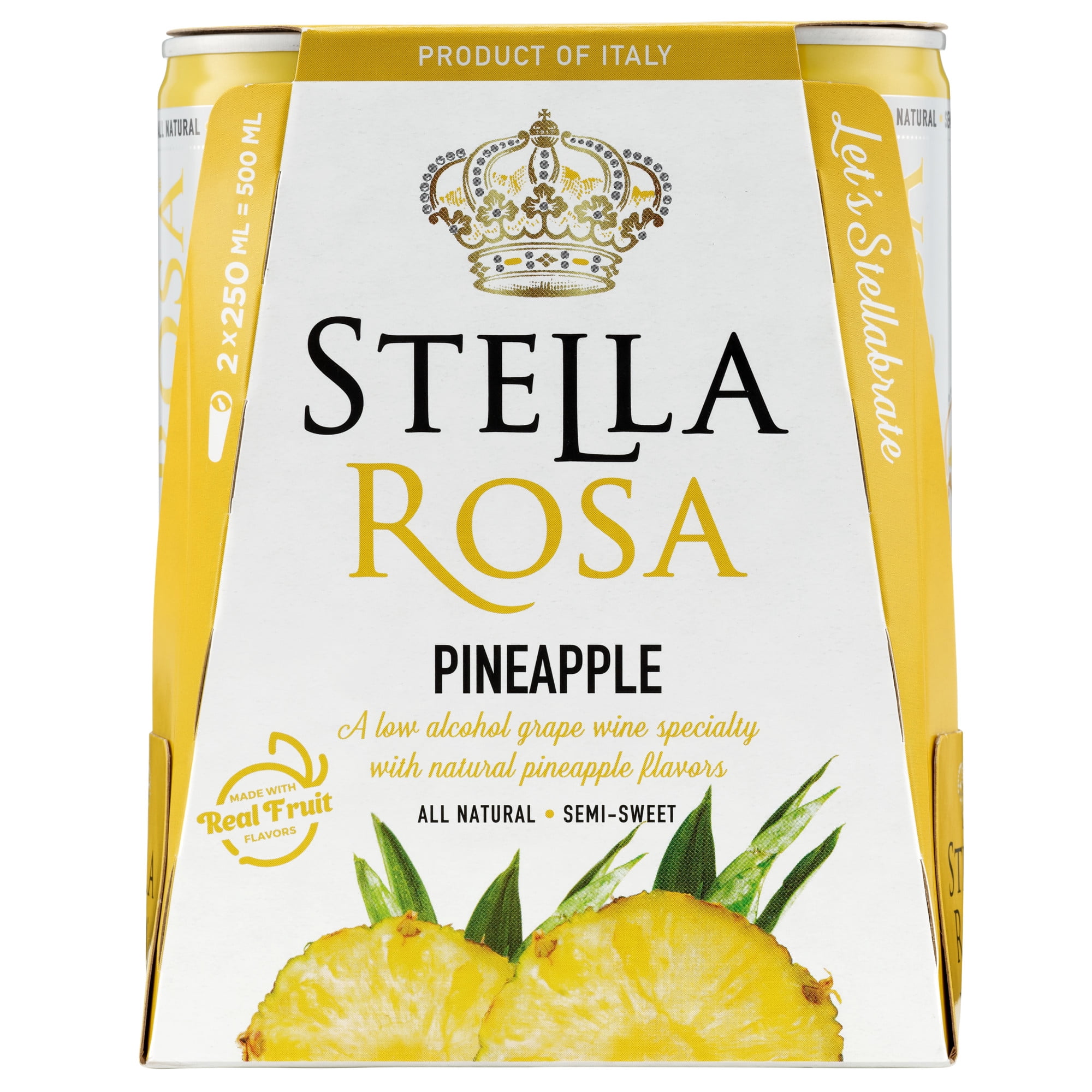 Stella Rosa Pineapple Semi-Sweet White Wine, 2 Pack, 250ml Aluminum ...