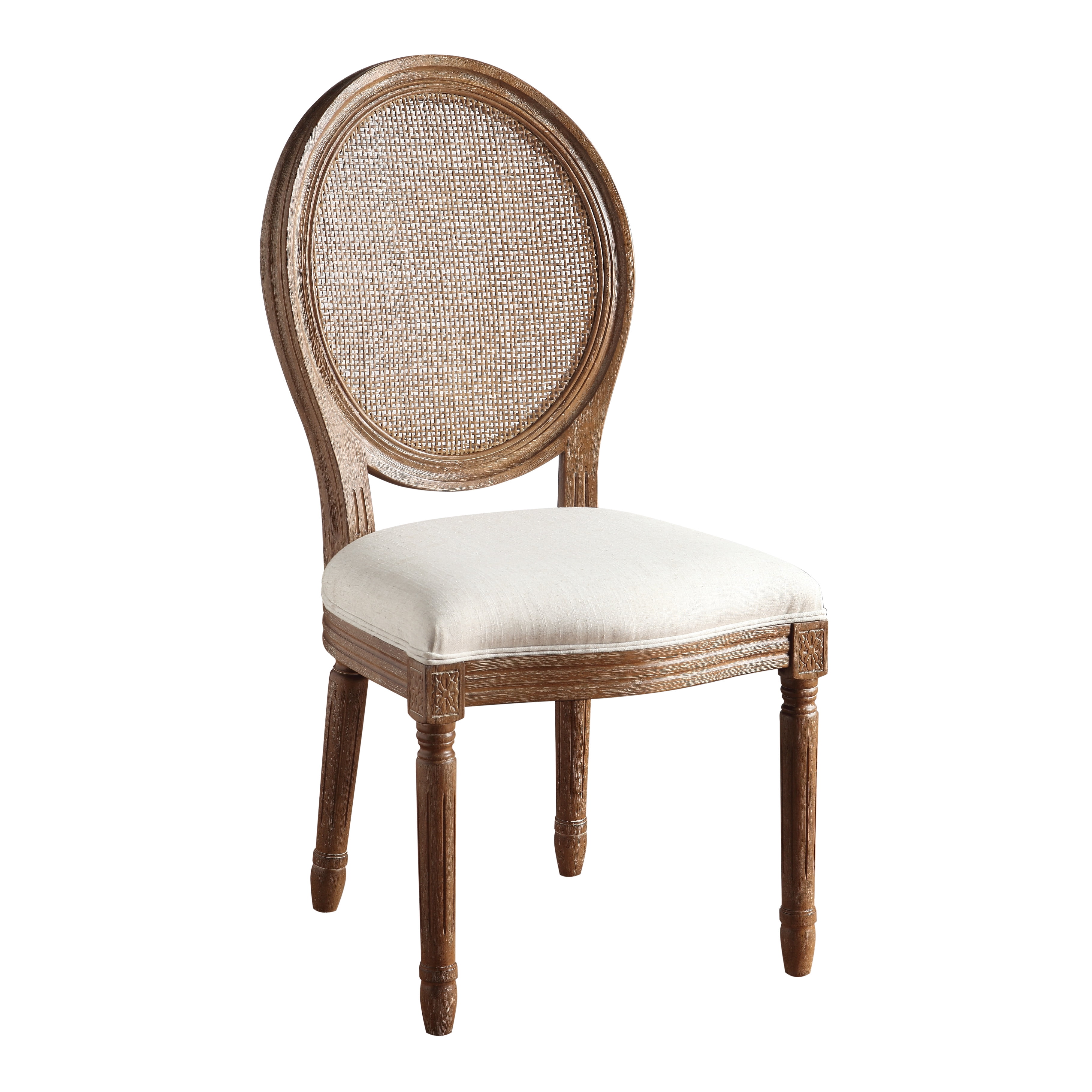 Stella Wood Brown Oval Back Chair in Linen Cream Fabric - Walmart.com