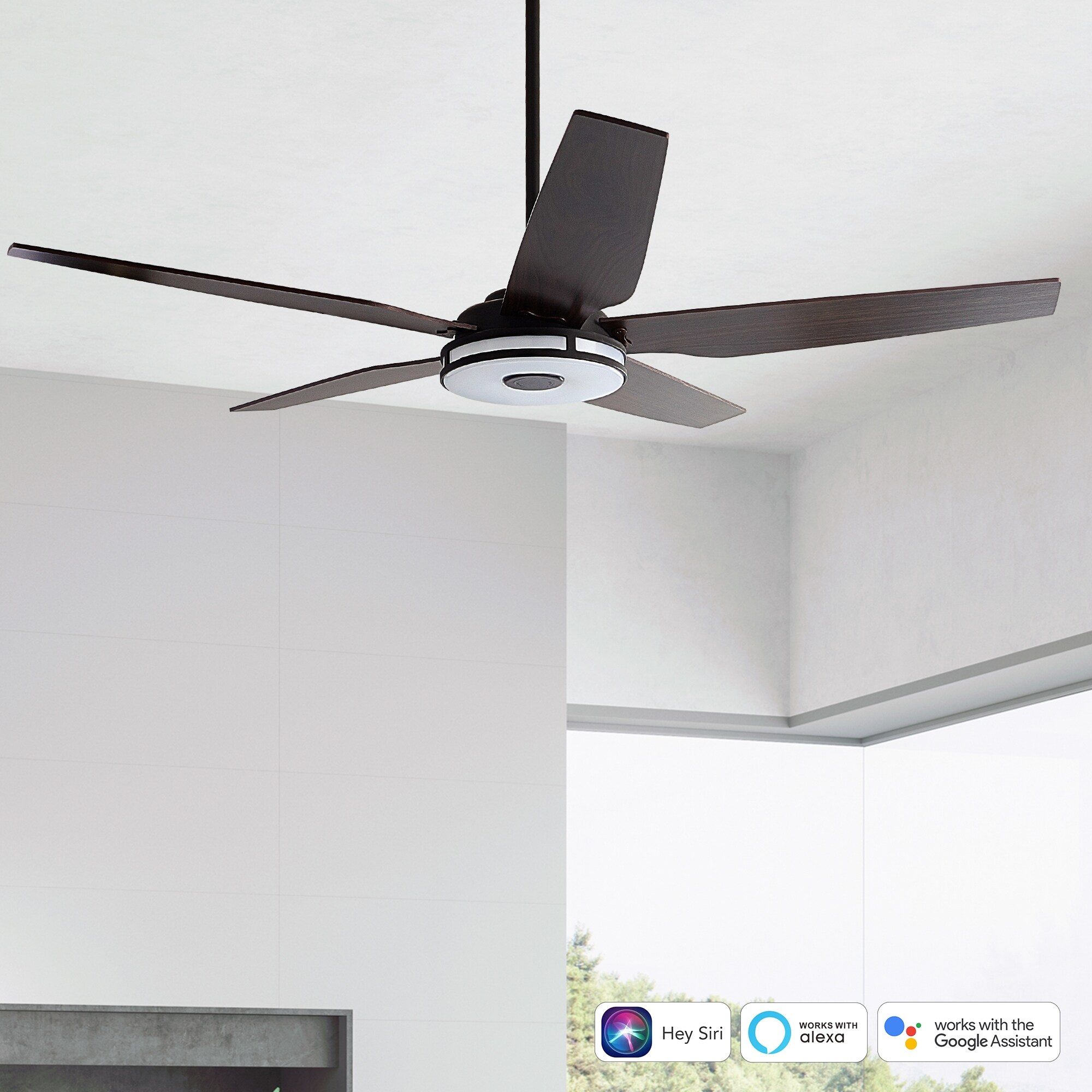 Stellan 52-inch Indoor/Outdoor Smart Ceiling Fan, Dimmable LED Light ...