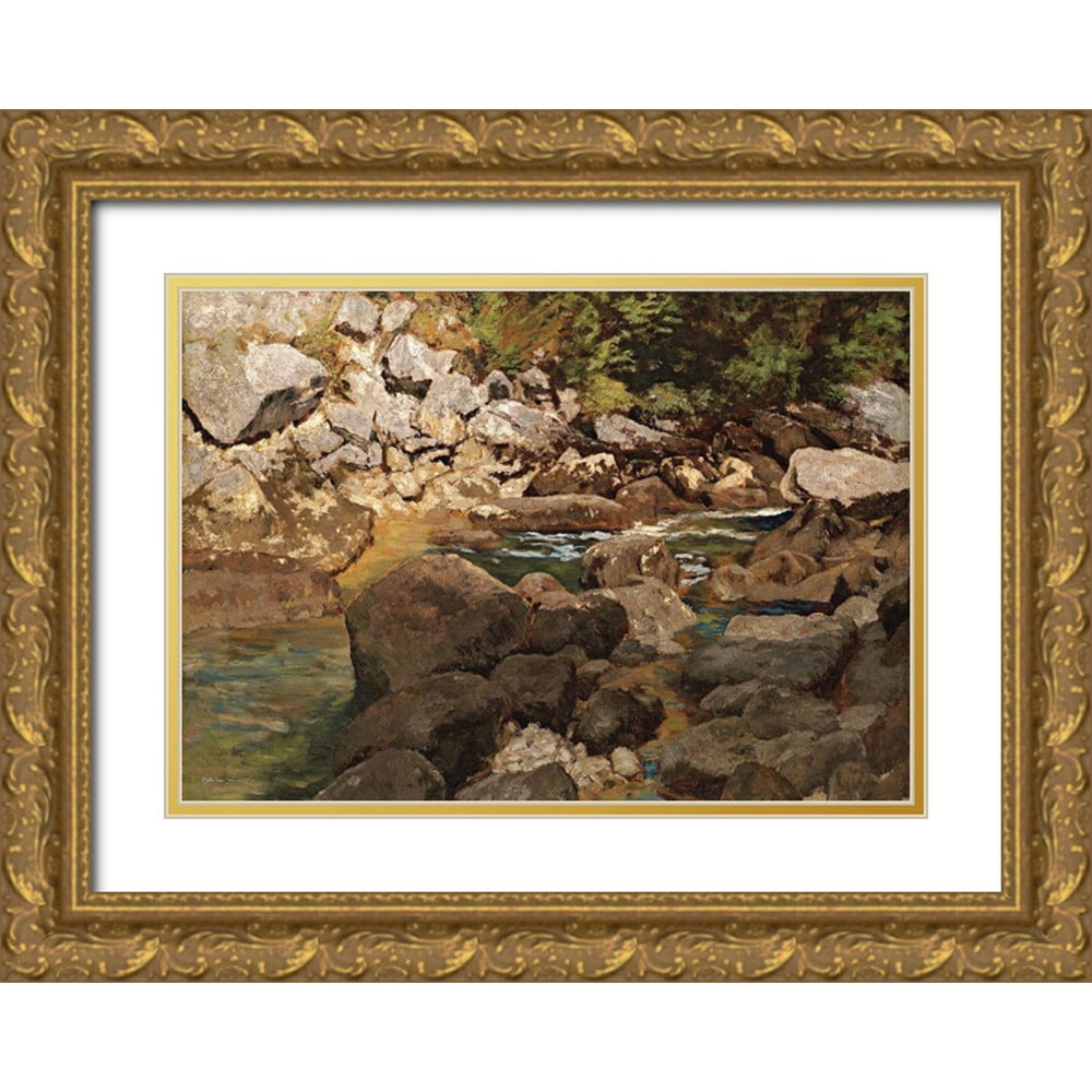 Stellar Design Studio 32x24 Gold Ornate Wood Framed with Double Matting ...