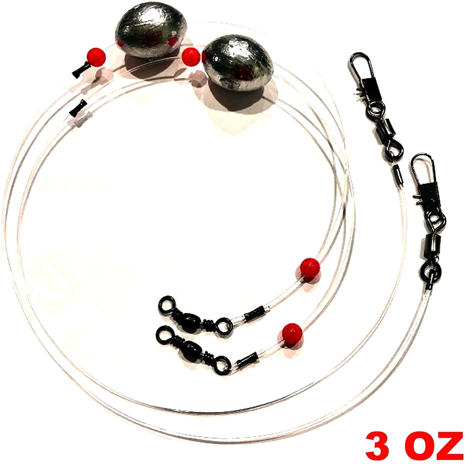 Stellar Fishing Egg Sinker 3 Ounce Rigs (4 Pack) Ready Rigs with Sinker ...