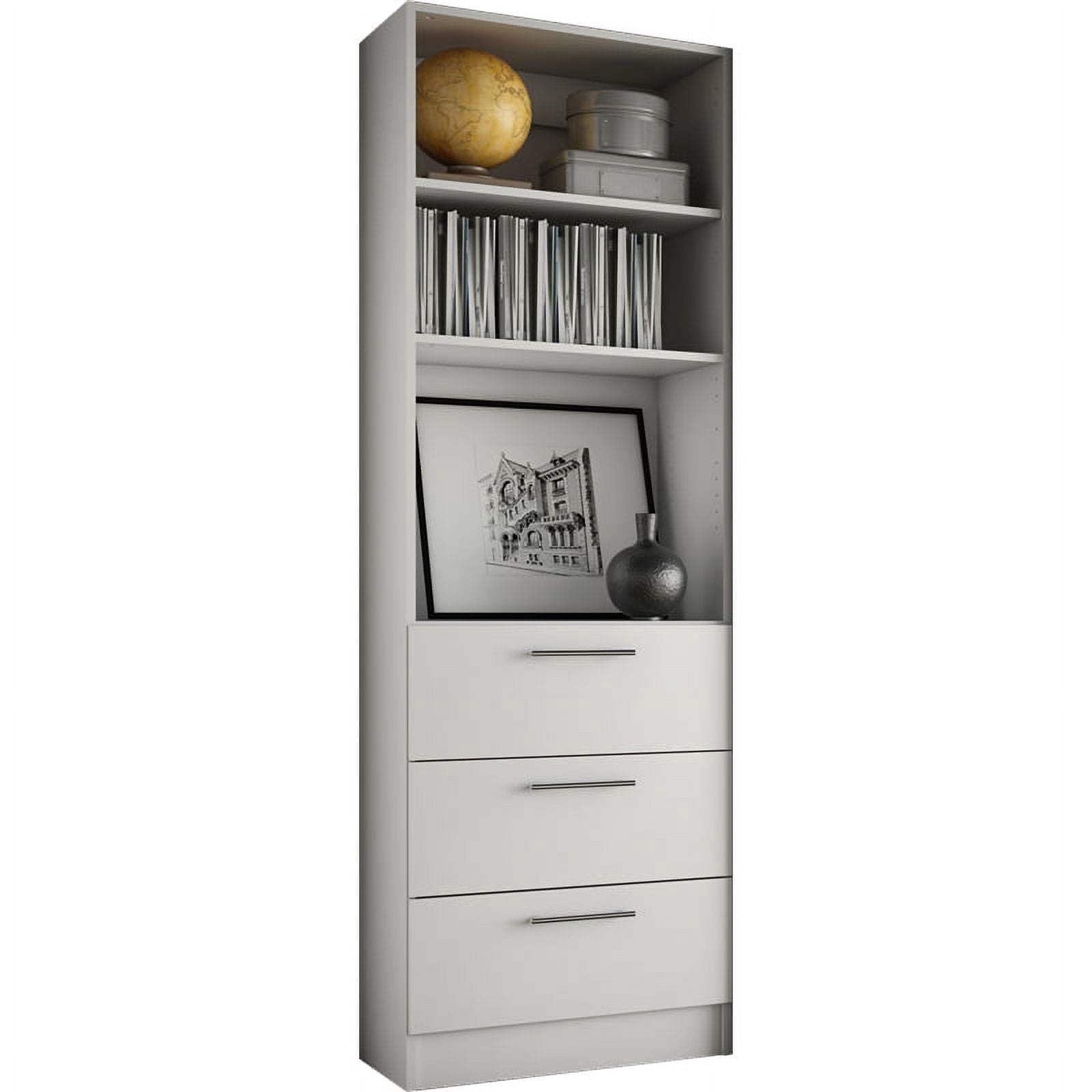 Stellar Home Wood Bookcase with Storage Drawers in White - Walmart.com