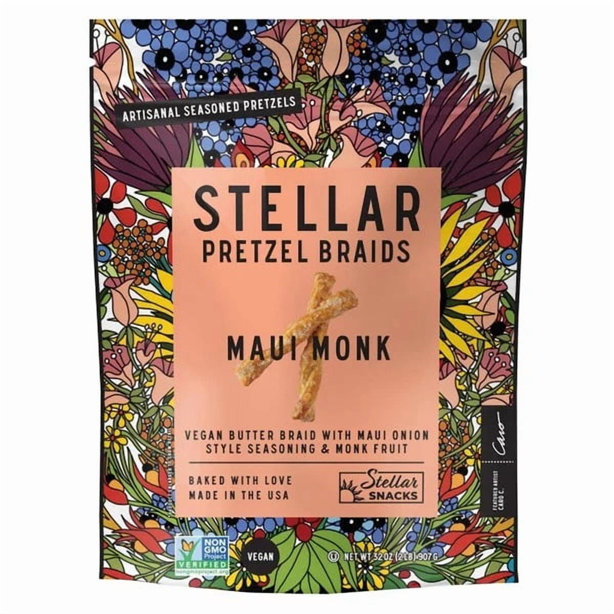 Stellar Snacks Vegan Butter Braid Pretzels, Maui Onion Seasoning, Monk ...