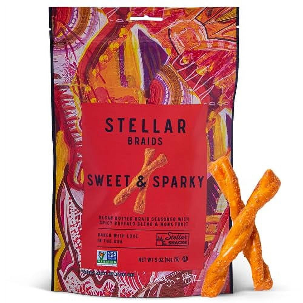 Stellar Pretzel Braids, Sweet & Sparky, 6 Snack Packs (5 oz each) Spicy Buffalo Flavor - Stellar ...