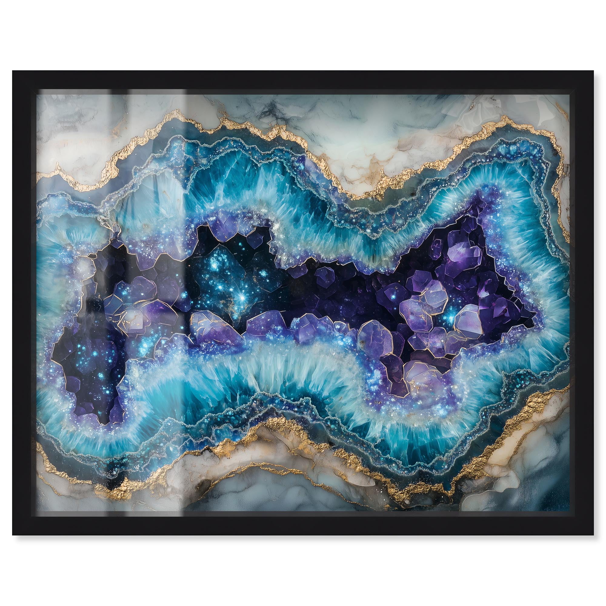 Stellar Shard Core Shadowbox Print Blue Geode Art by Art Remedy, Black ...