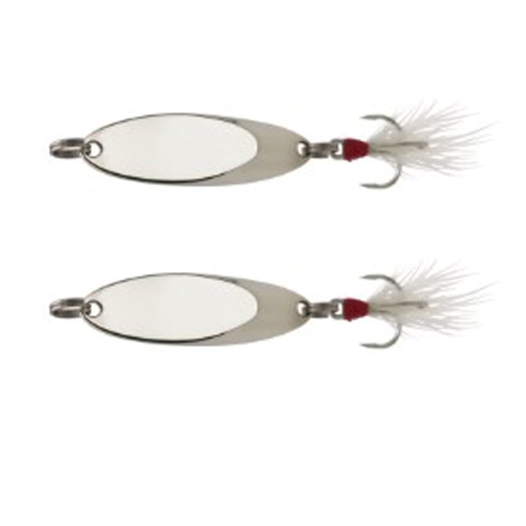 Stellar Silver 1 Ounce Spoon (2 Pack), Rigged Hard Fishing Lure for ...