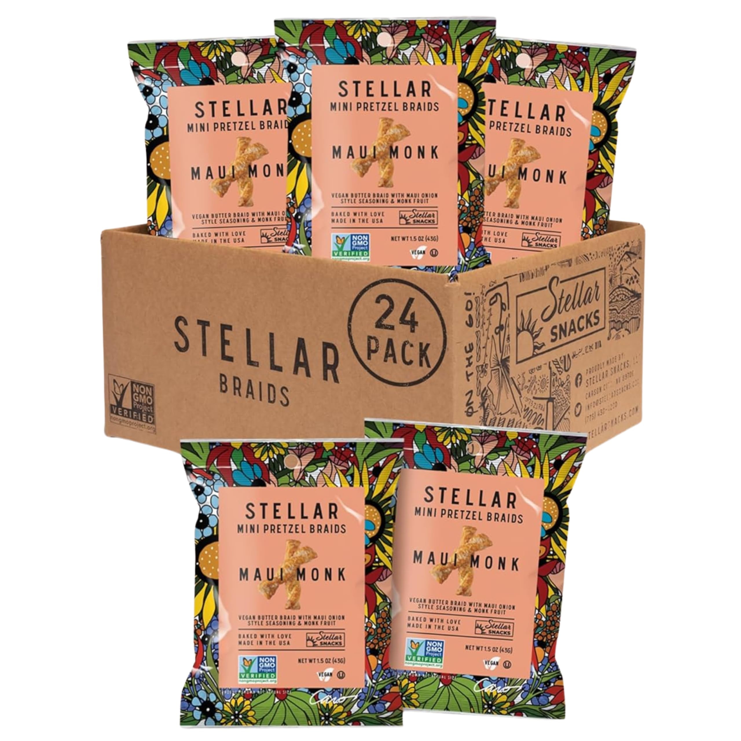 Stellar Snacks Mini Pretzel BCF26 Braids, Maui Monk, Vegan, Kosher, Non ...