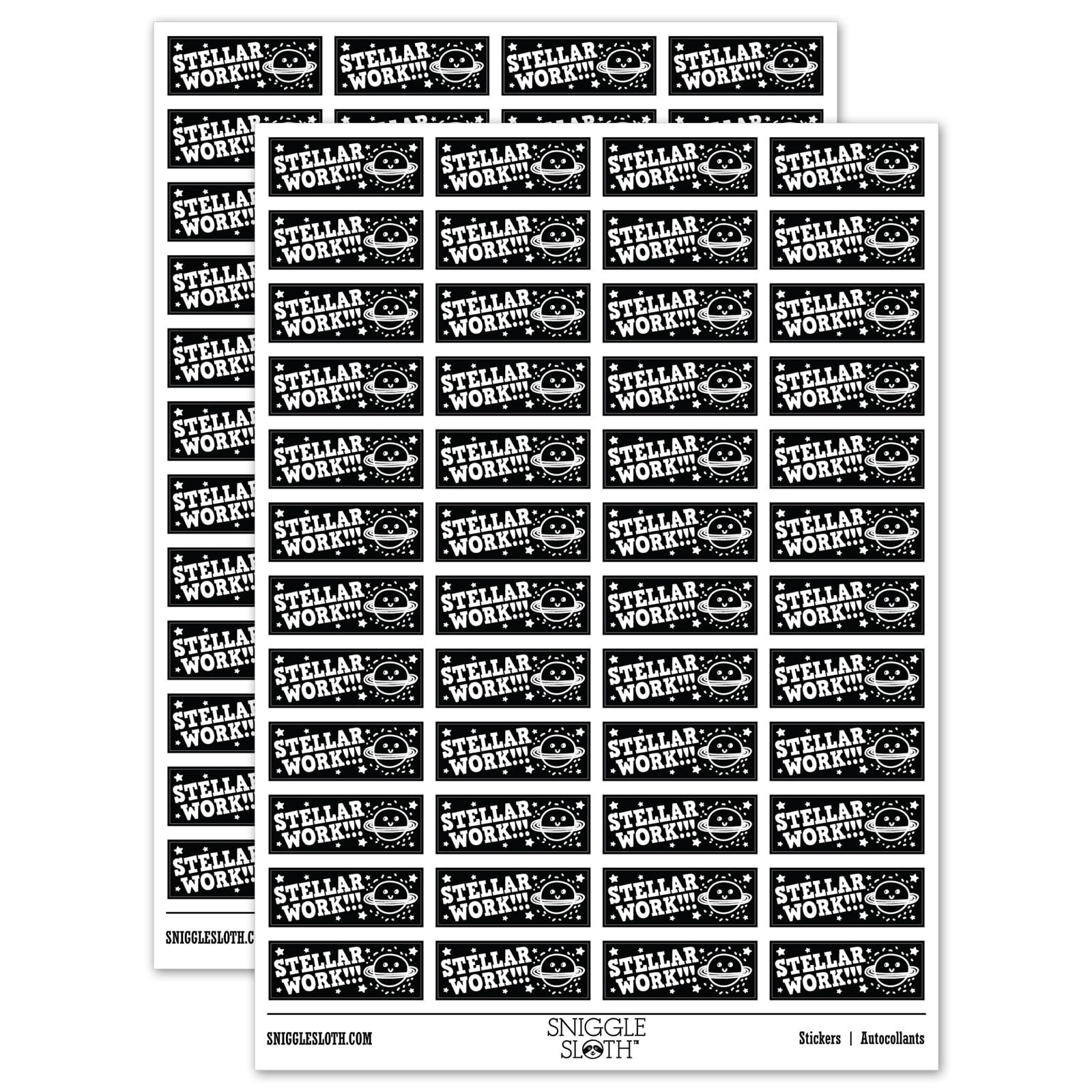 Stellar Work Planet Stars Teacher Student School Sticker Set - Black ...
