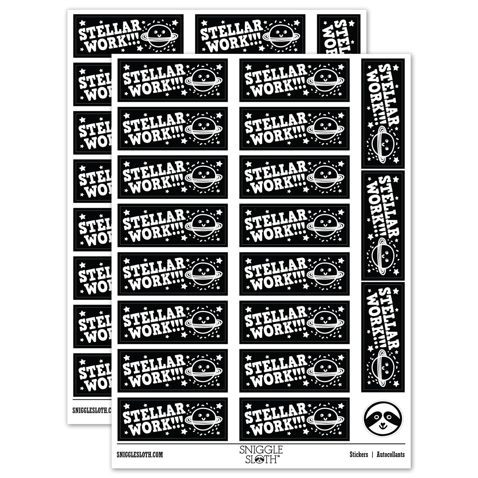 Stellar Work Planet Stars Teacher Student School Sticker Set - Black ...