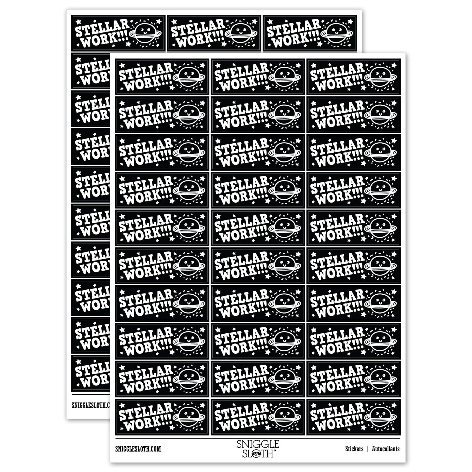 Stellar Work Planet Stars Teacher Student School Sticker Set - Black ...