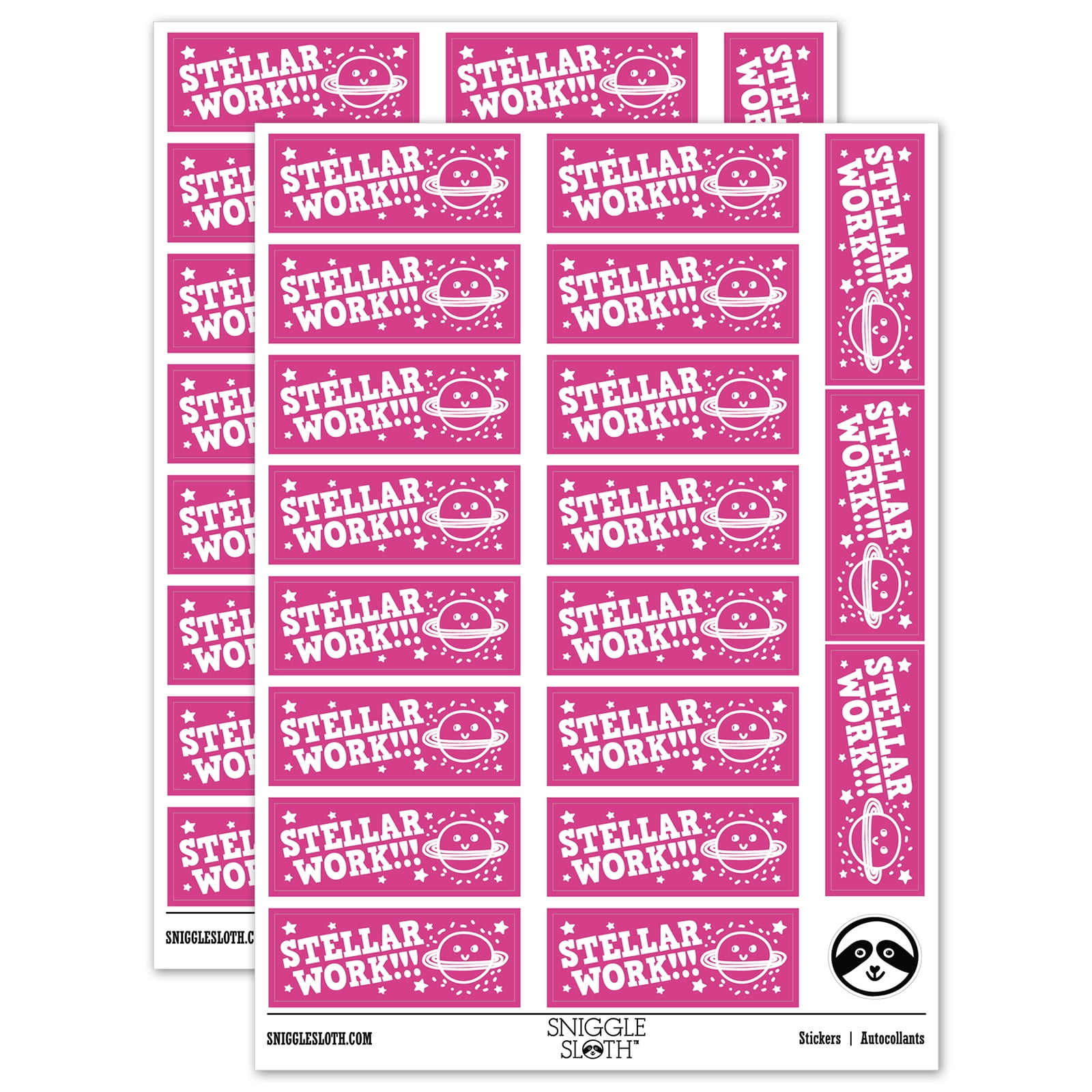 Stellar Work Planet Stars Teacher Student School Sticker Set - Hot Pink ...