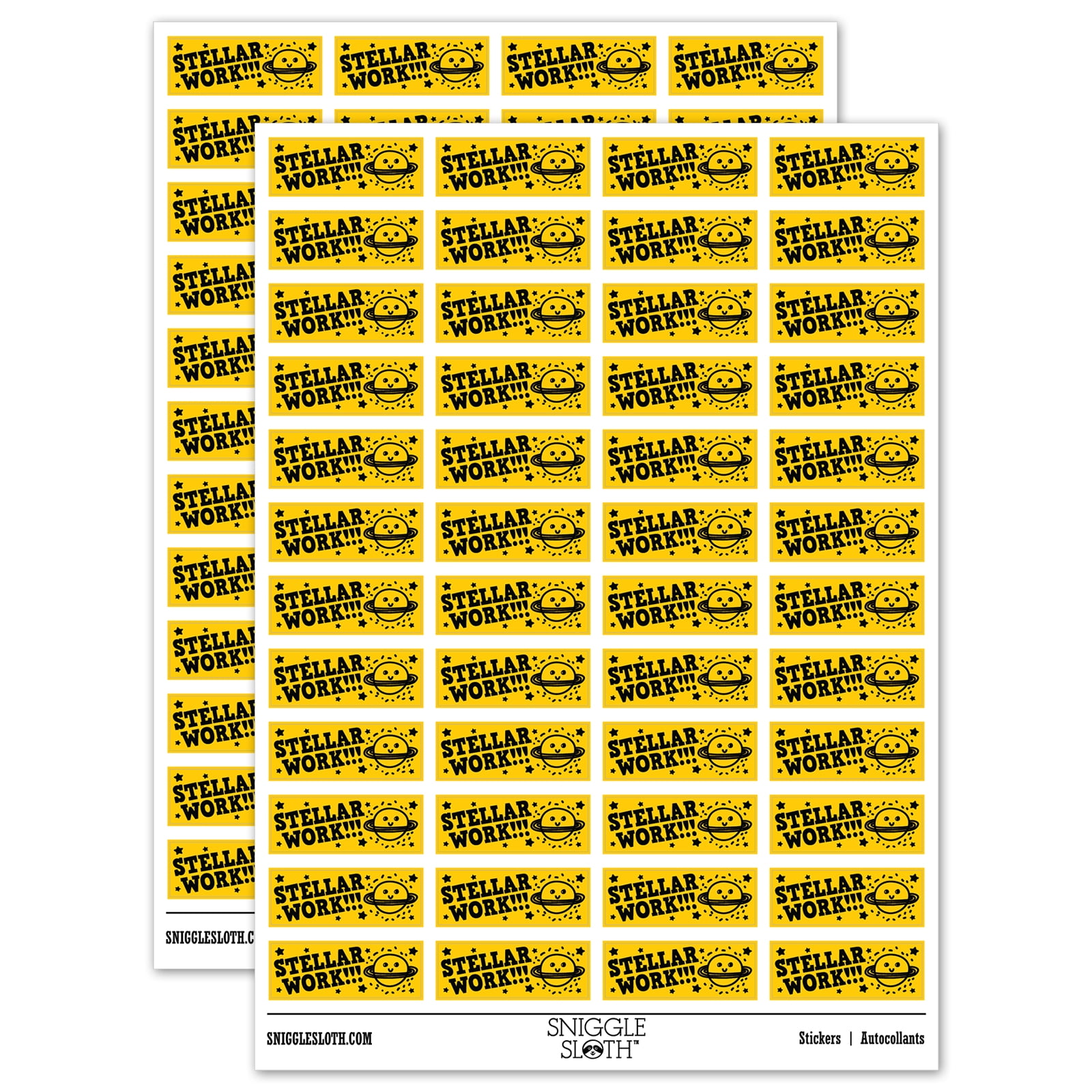 Stellar Work Planet Stars Teacher Student School Sticker Set - Yellow ...