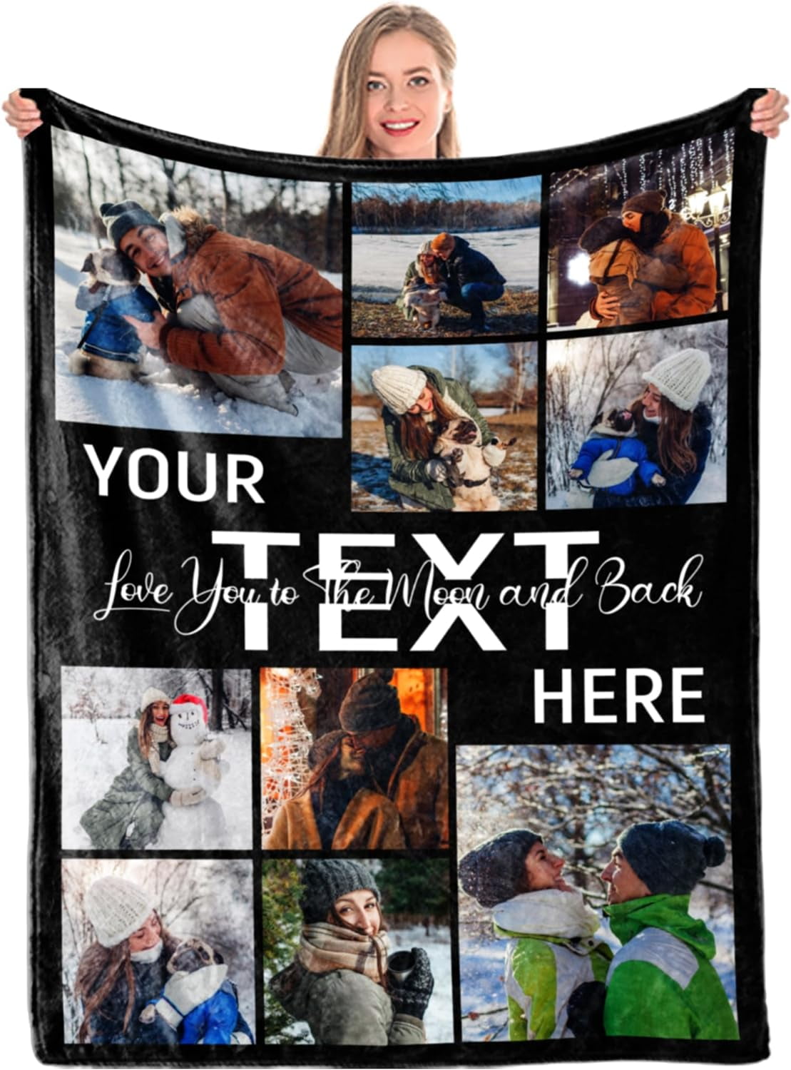 StellarStyle Custom Blanket Photo Text Collage Flannel Throw Blanket ...