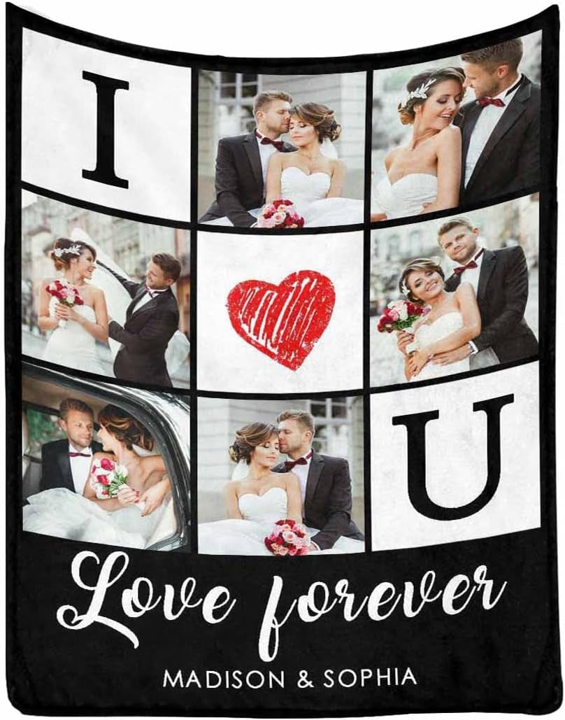 StellarStyle Custom Photo Collage Blanket for Family, Customized Bed ...