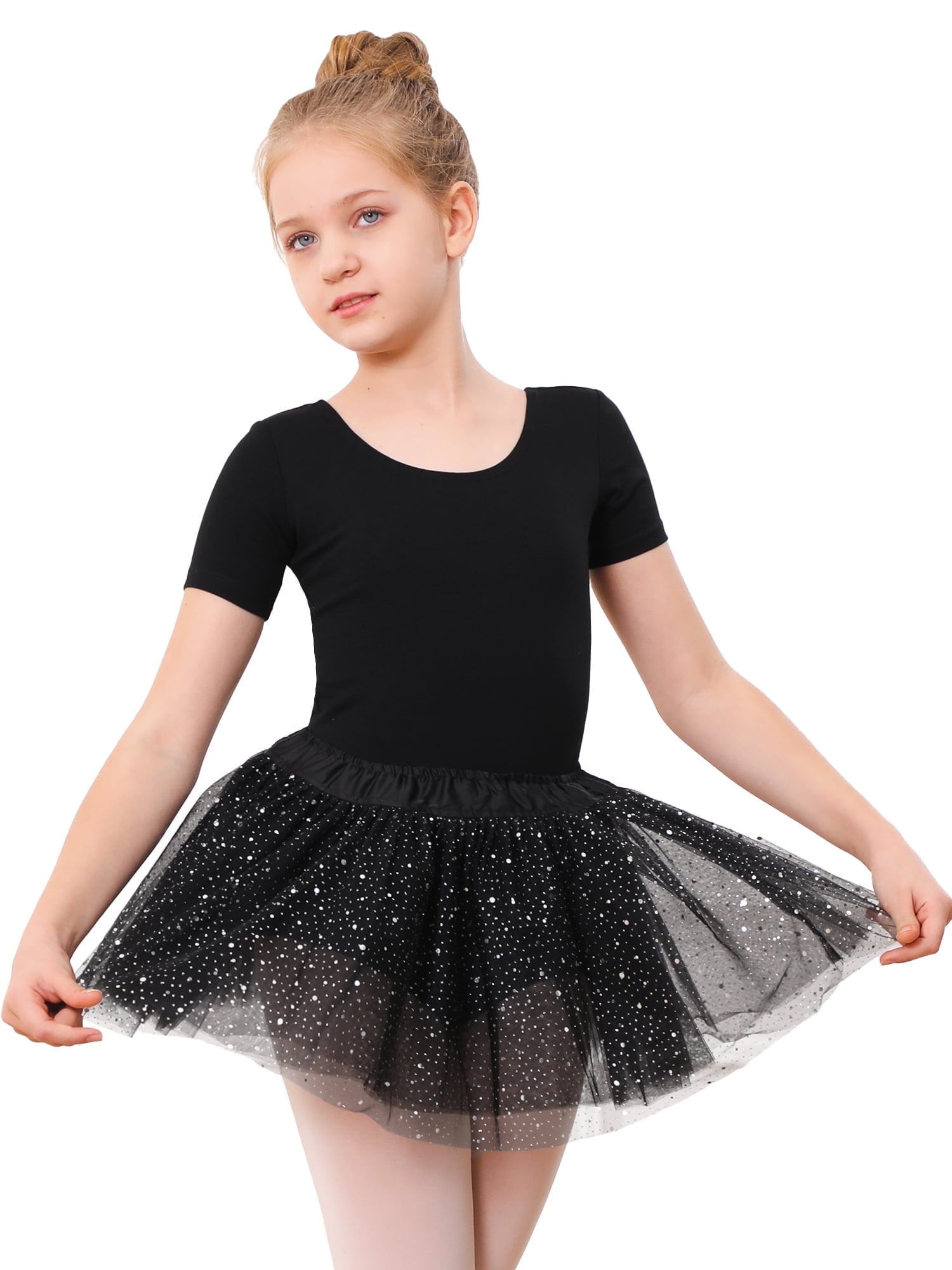 Stelle 3 Piece Short Sleeve Ballet Leotard Set with Elastic Sequins ...