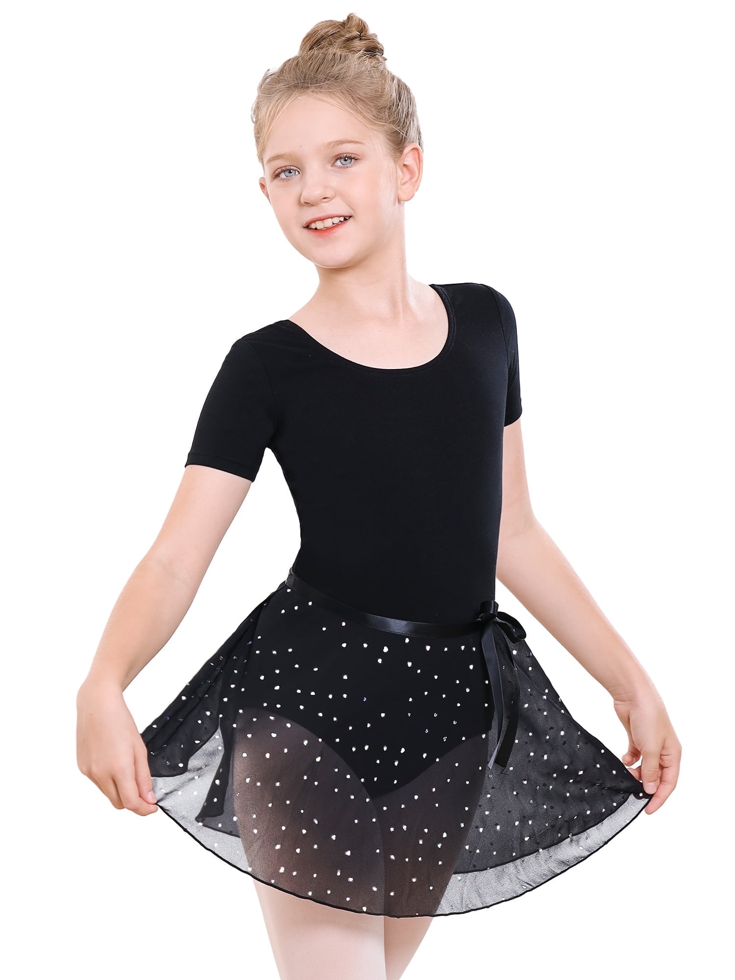 Stelle Ballet Shrot Sleeve Leotard With Chiffon Sequins Skirt&Tights ...