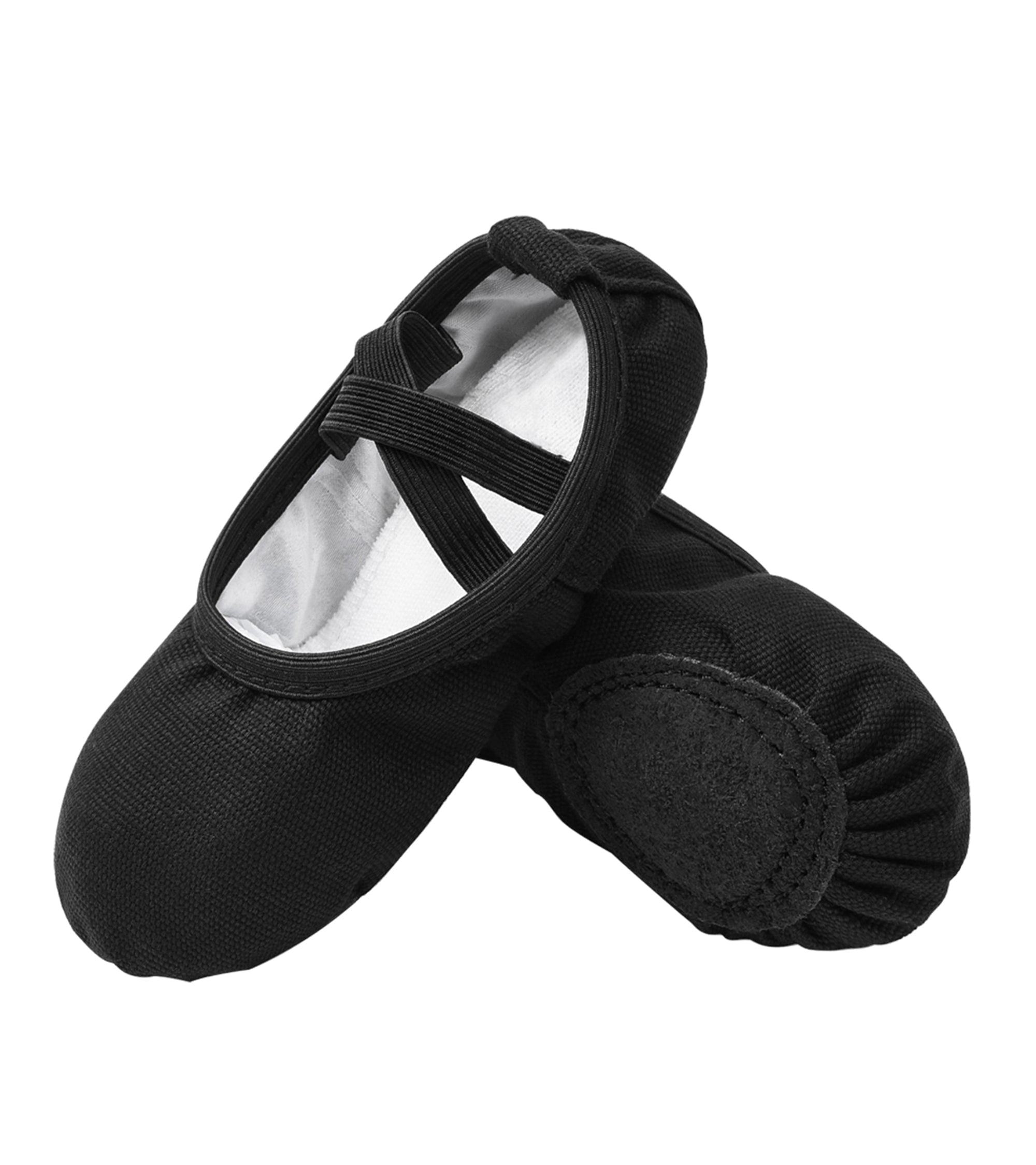 Stelle Kids Ballet Slippers, Canvas Leather Soles, Black Ballerina ...