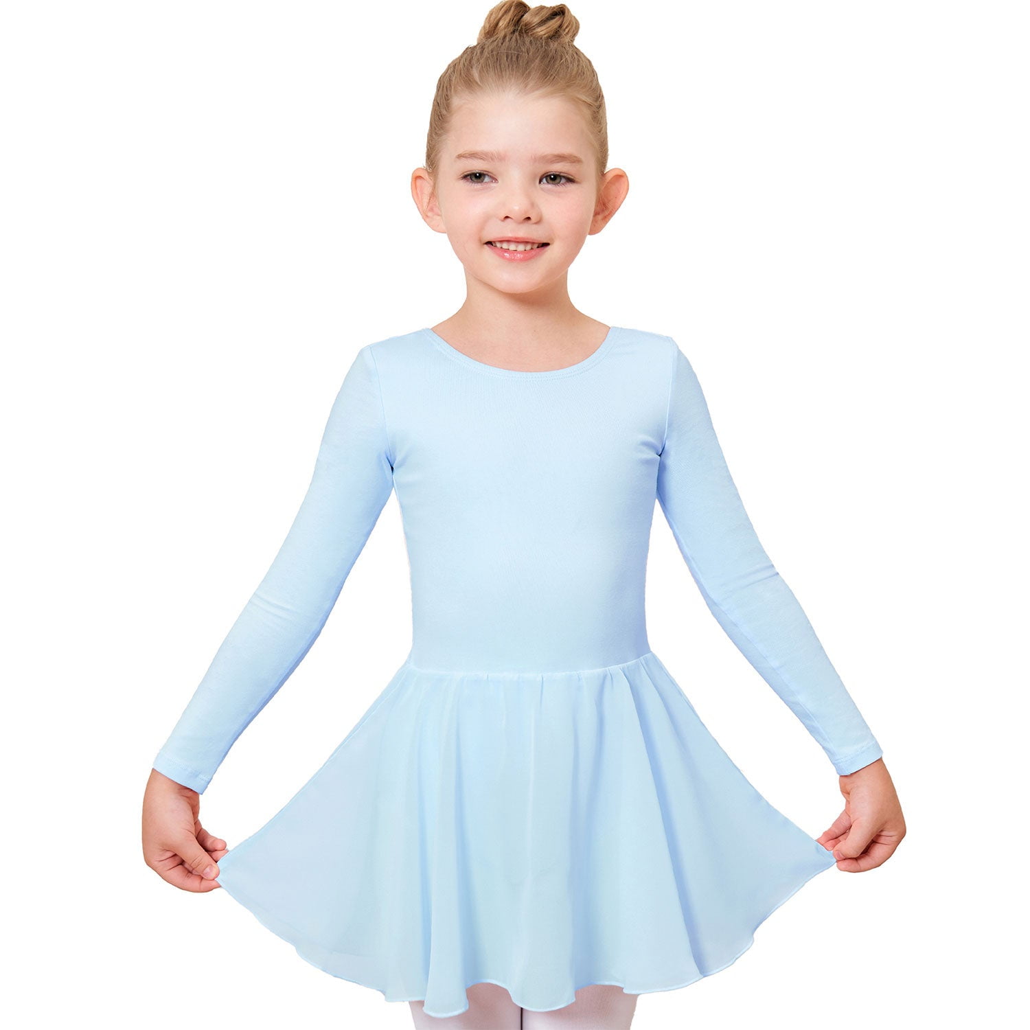 Stelle Girl's Long Sleeve Ballet Leotards with Sheer Skirt - Walmart.com
