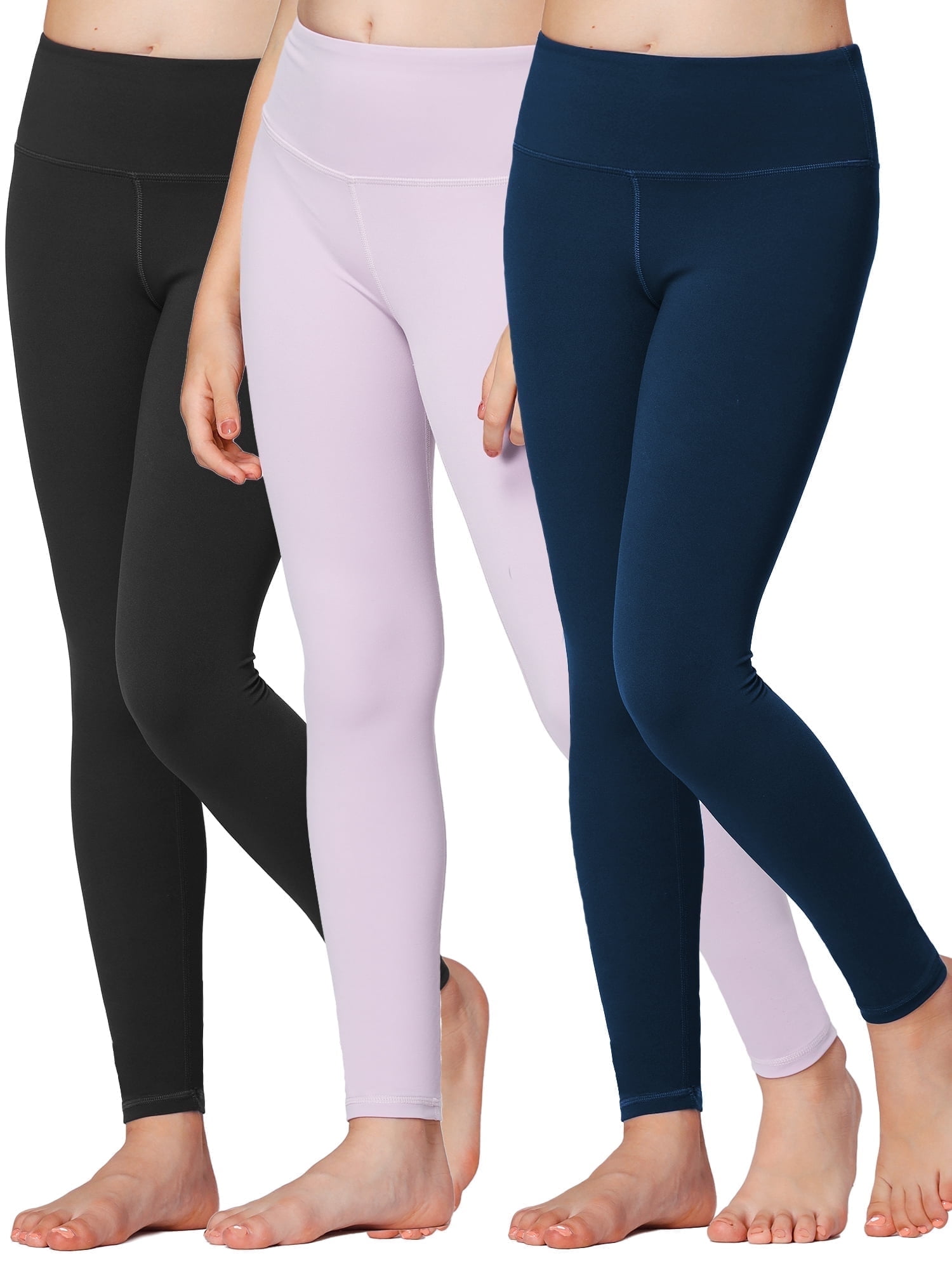 Stelle Girls 3 Pairs Athletic Leggings with Hidden Pockets,Full Legnth ...