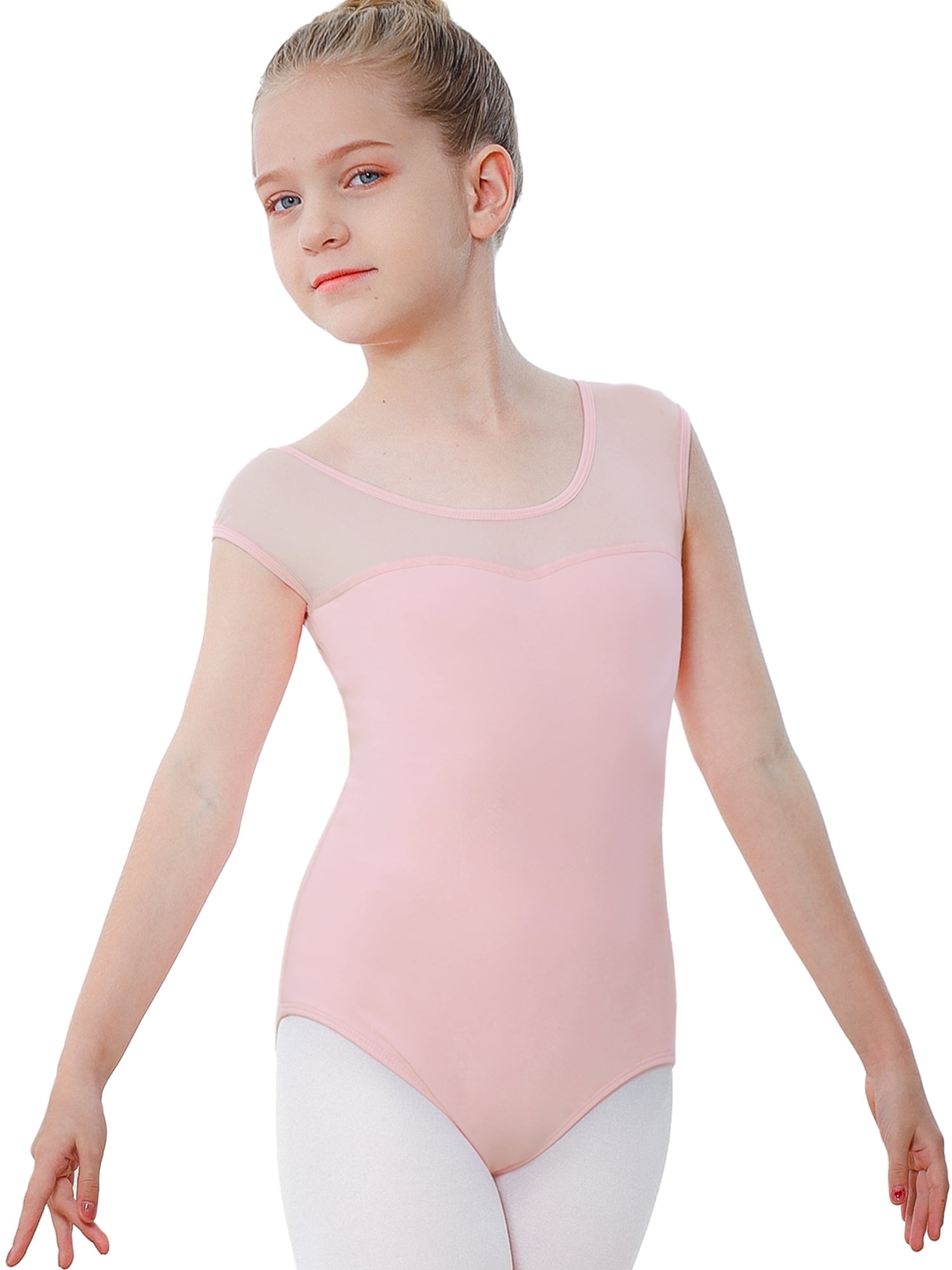 Stelle Girls Mesh Short Sleeve Ballet Leotards Dance Gymnastic Outfits ...