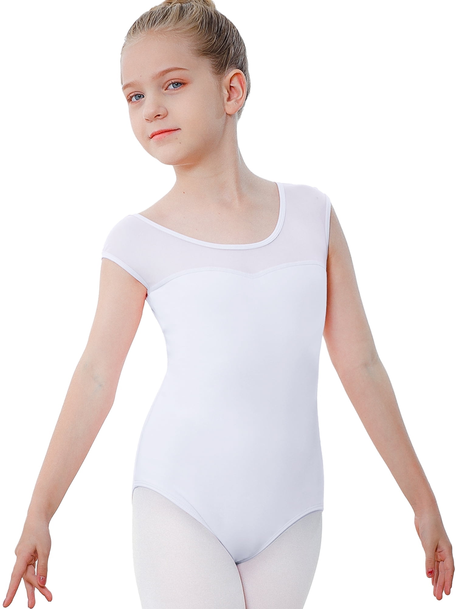 Stelle Girls Mesh Short Sleeve Ballet Leotards Dance Gymnastic Outfits ...