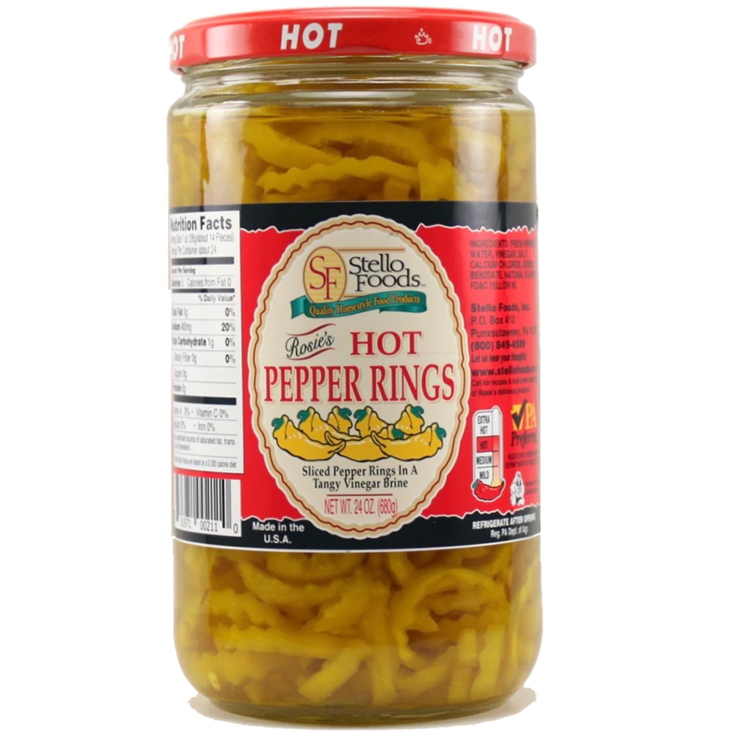 Stello Foods - Rosie's Hot Pepper Rings 24 oz - Walmart.com