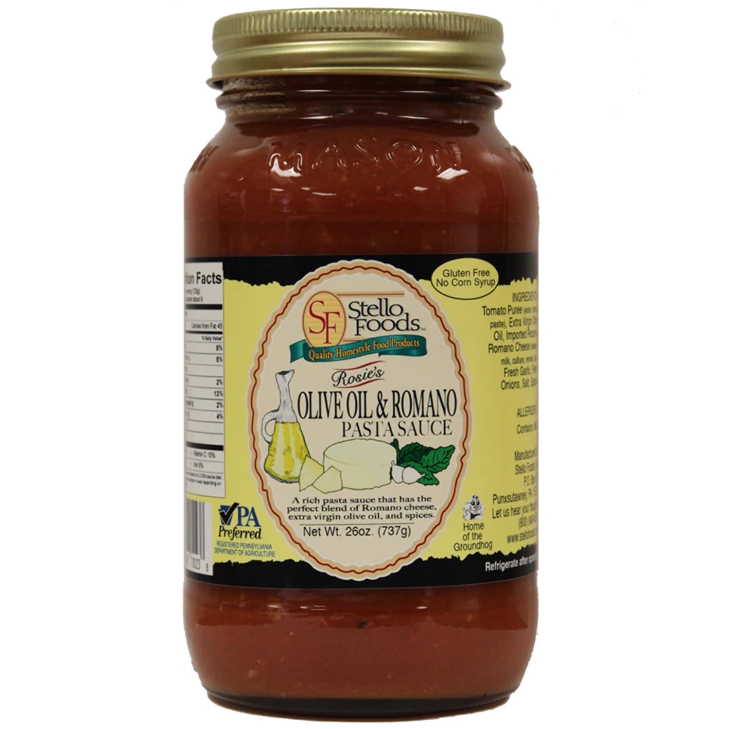Stello Foods - Rosie's Olive Oil Romano Pasta Sauce 26 oz - Walmart.com