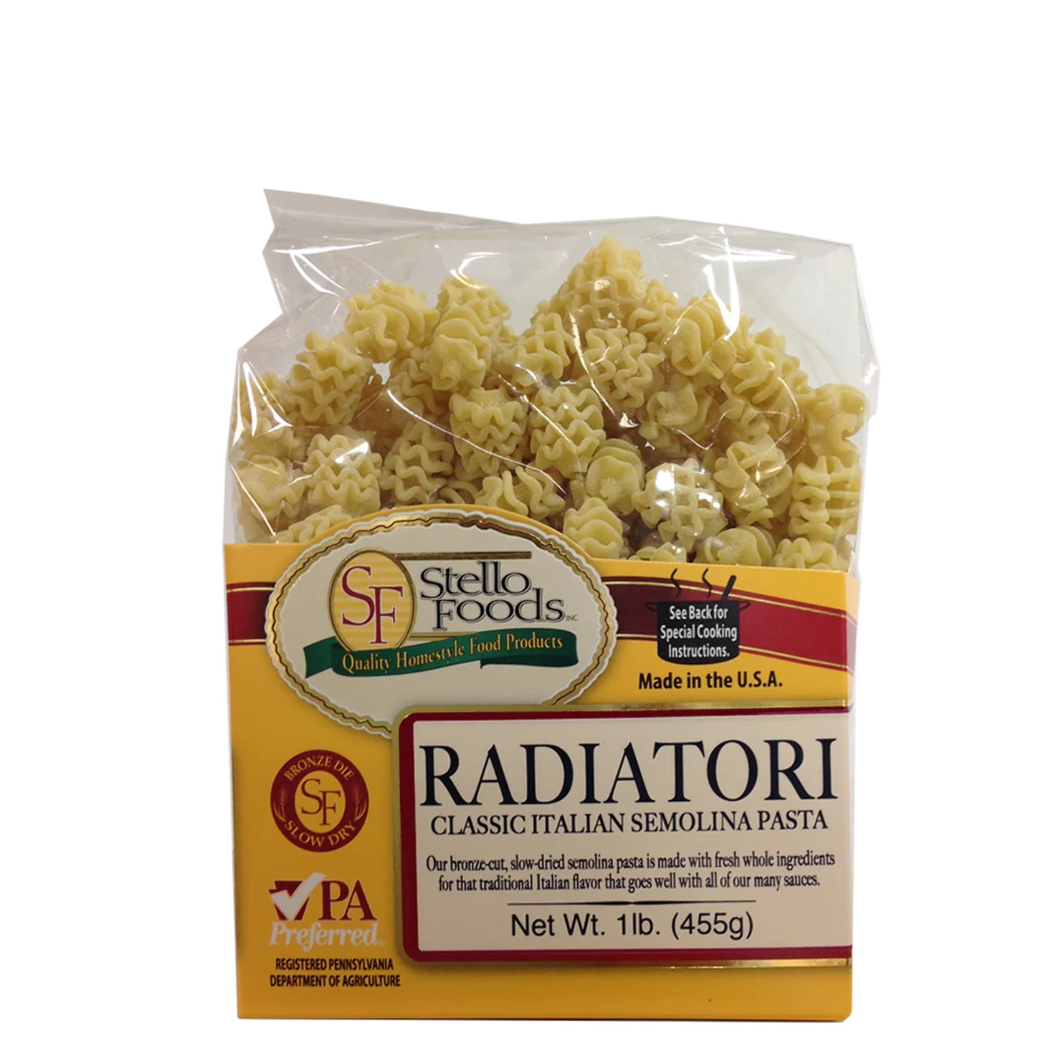 Stello Foods Rosie's Radiatori Pasta, Bronze-Cut Semolina, 16 oz ...