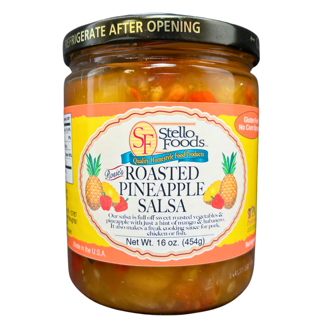 Stello Foods, Rosie's Roasted Pineapple Salsa 16 oz, Sweet Mango, Mild ...