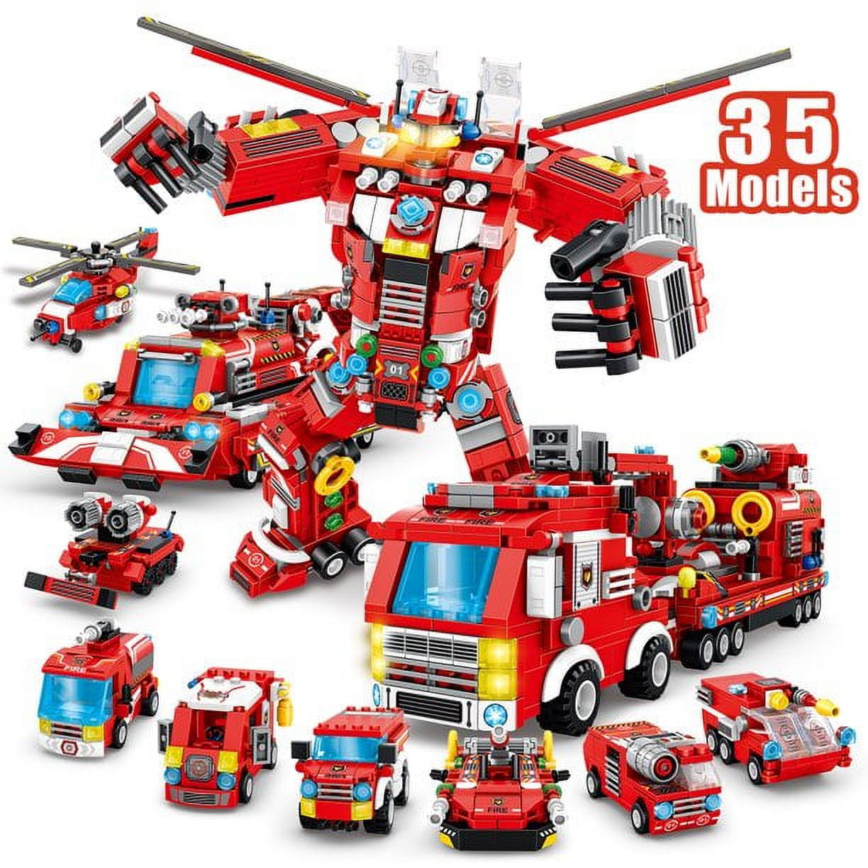 Stem Building Toys, 35-in-1 Fire Truck Engineering Building Blocks Best ...