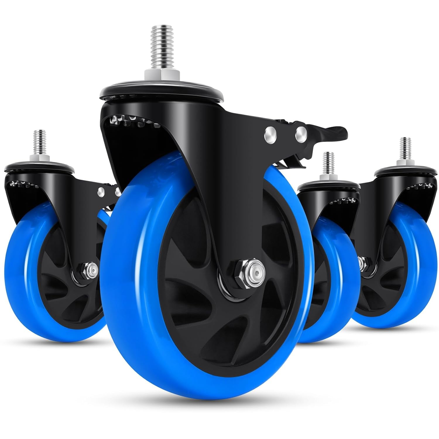 Stem Caster Wheels 2 Inch, Heavy Duty Threaded Stem Casters, 1/2"-13 x ...