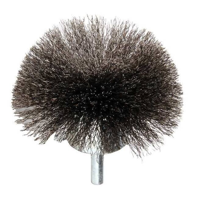 Stem-Mounted Circular Flared End Brushes, Steel, 16,000 rpm, 3" x 0.008 ...