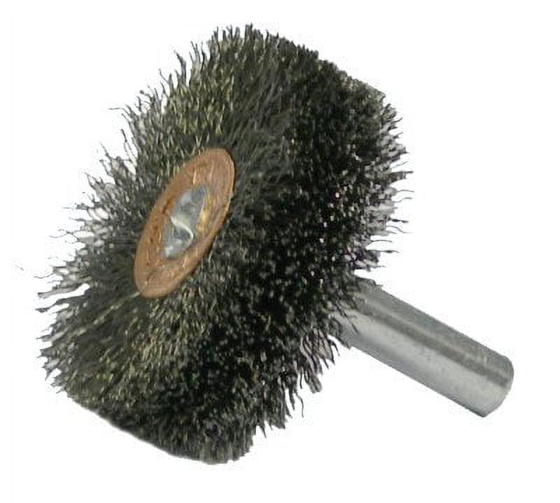 Stem-Mounted Wide Conflex Brush, 3 in D x 1 in W, .014 in Steel Wire ...