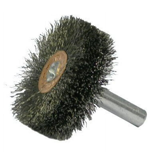 Stem-Mounted Wide Conflex Brush, 3 in D x 1 in W, .014 in Steel Wire ...