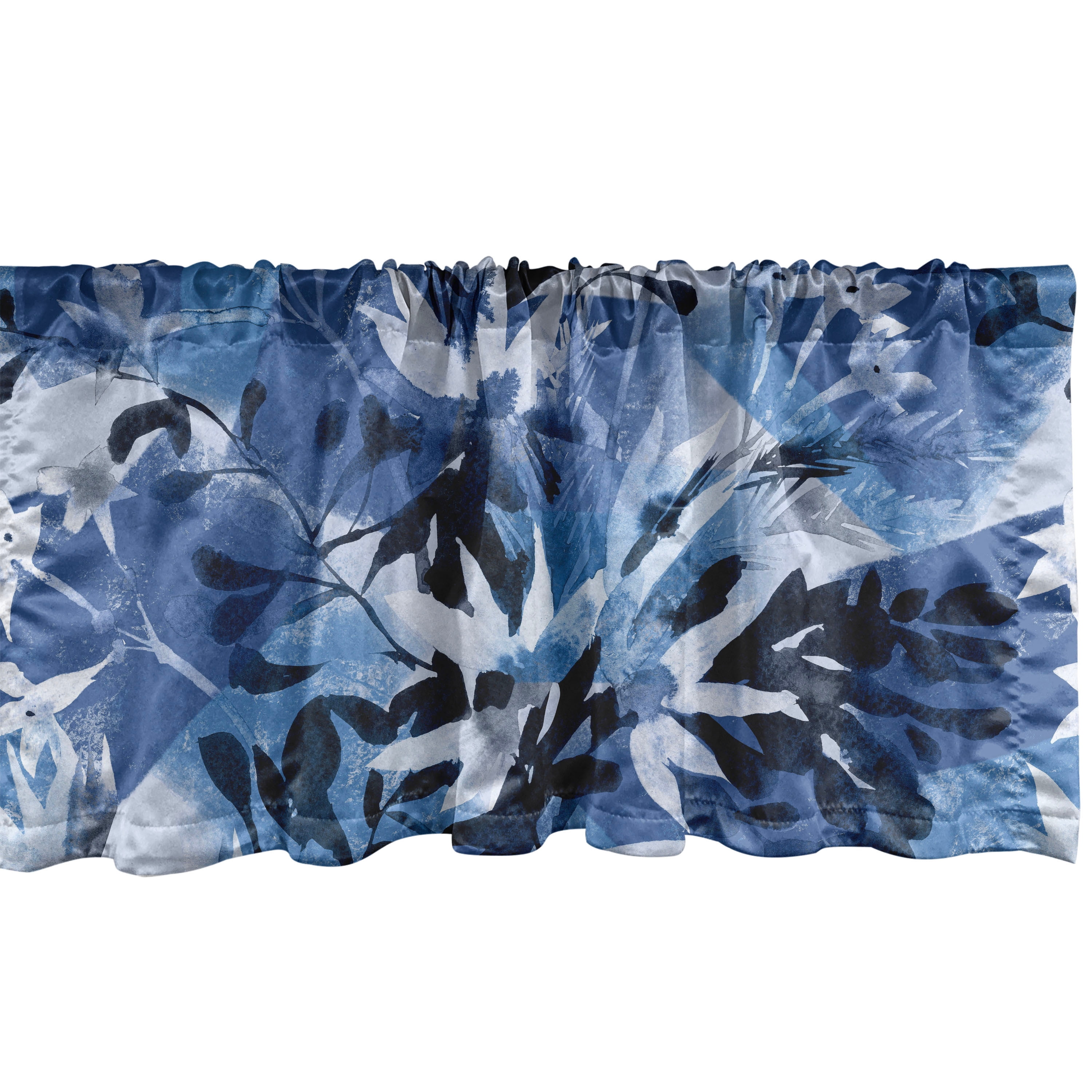 Stem Pattern Window Valance, Retro Wave Colors Flowers Vintage Pattern ...