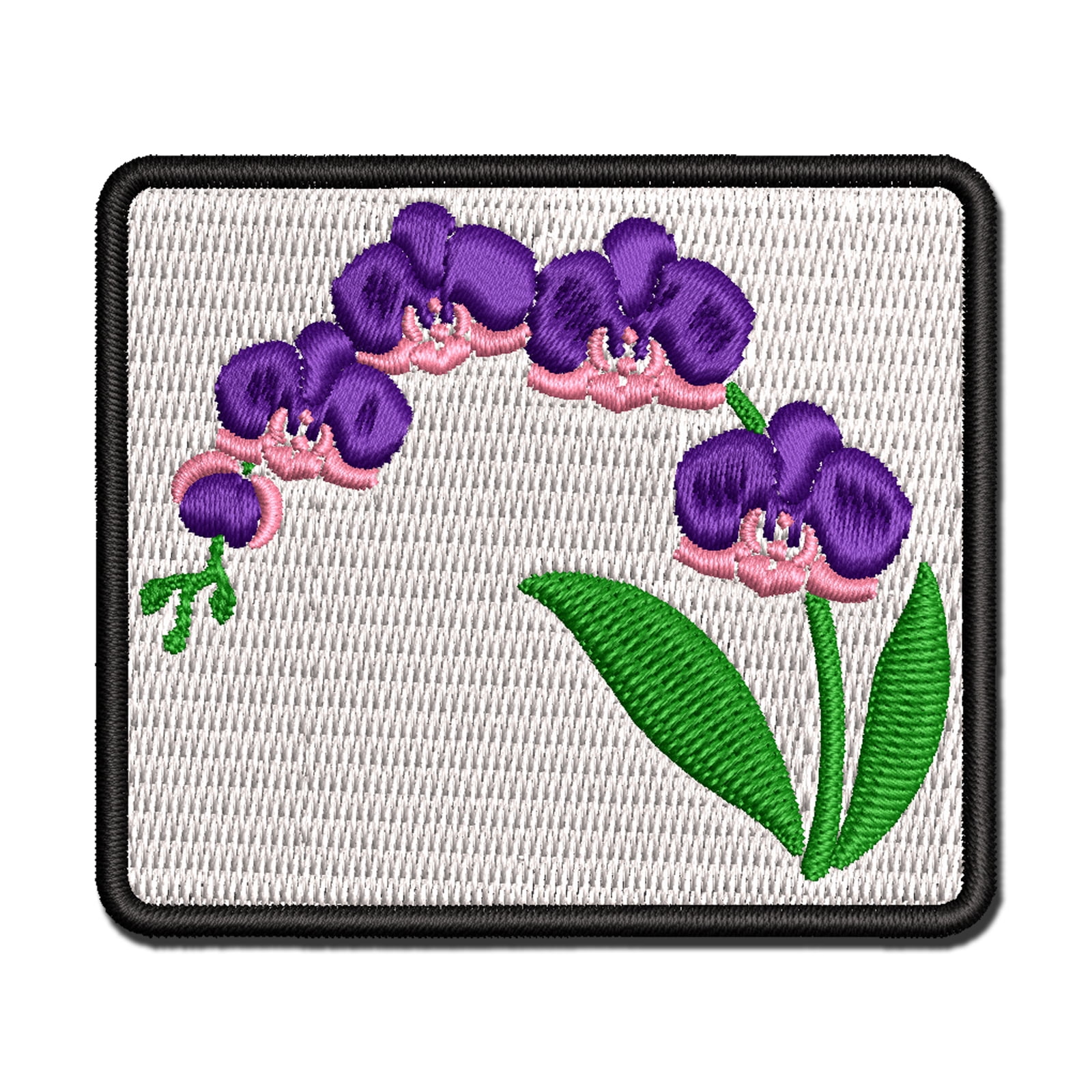 Stem of Orchids Flowers Applique Multi-Color Embroidered Iron-On Patch ...